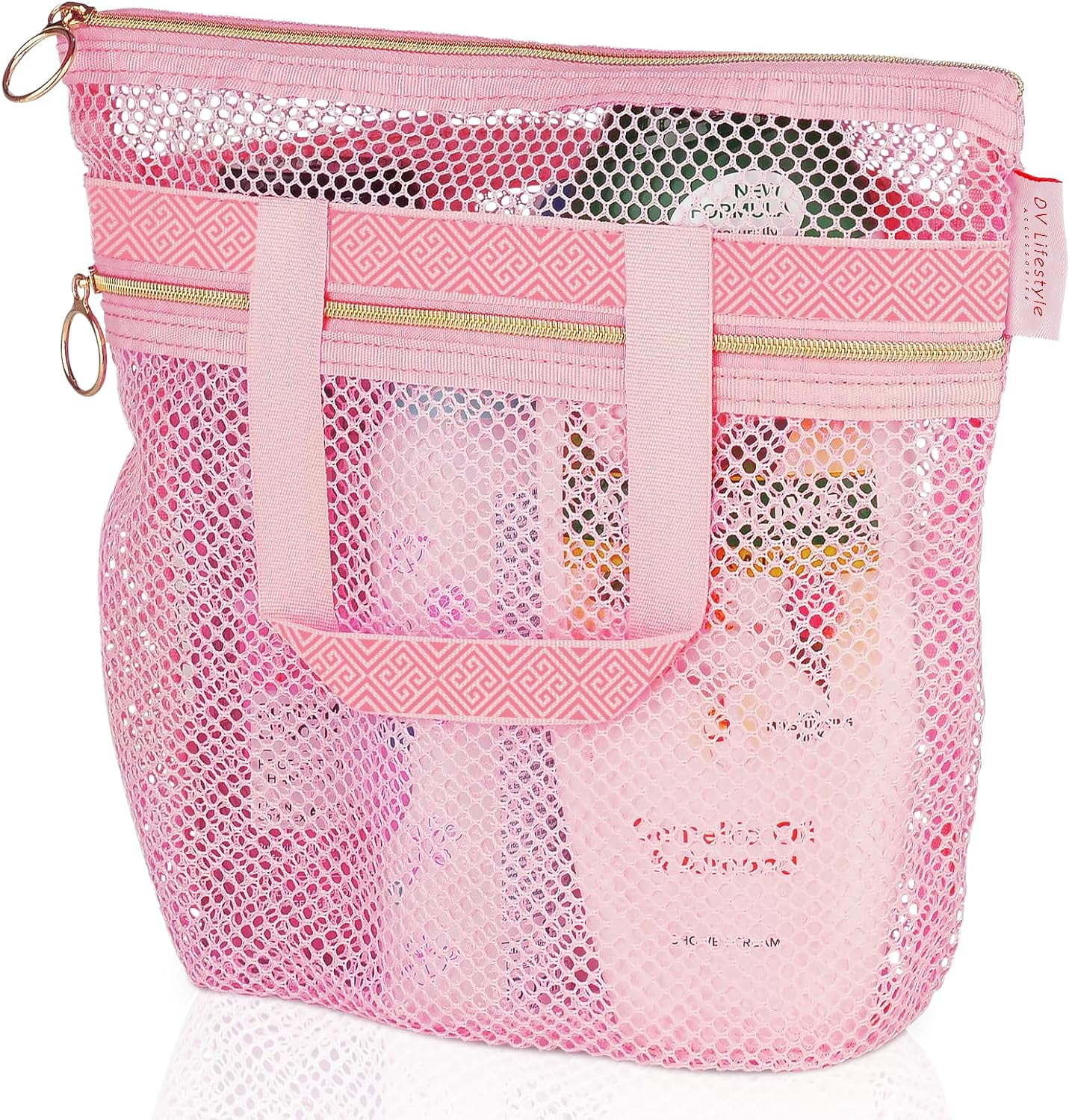 Mesh Shower Caddy Portable 10.2x9.9'' Shower Bag with Zipper & 2 ...