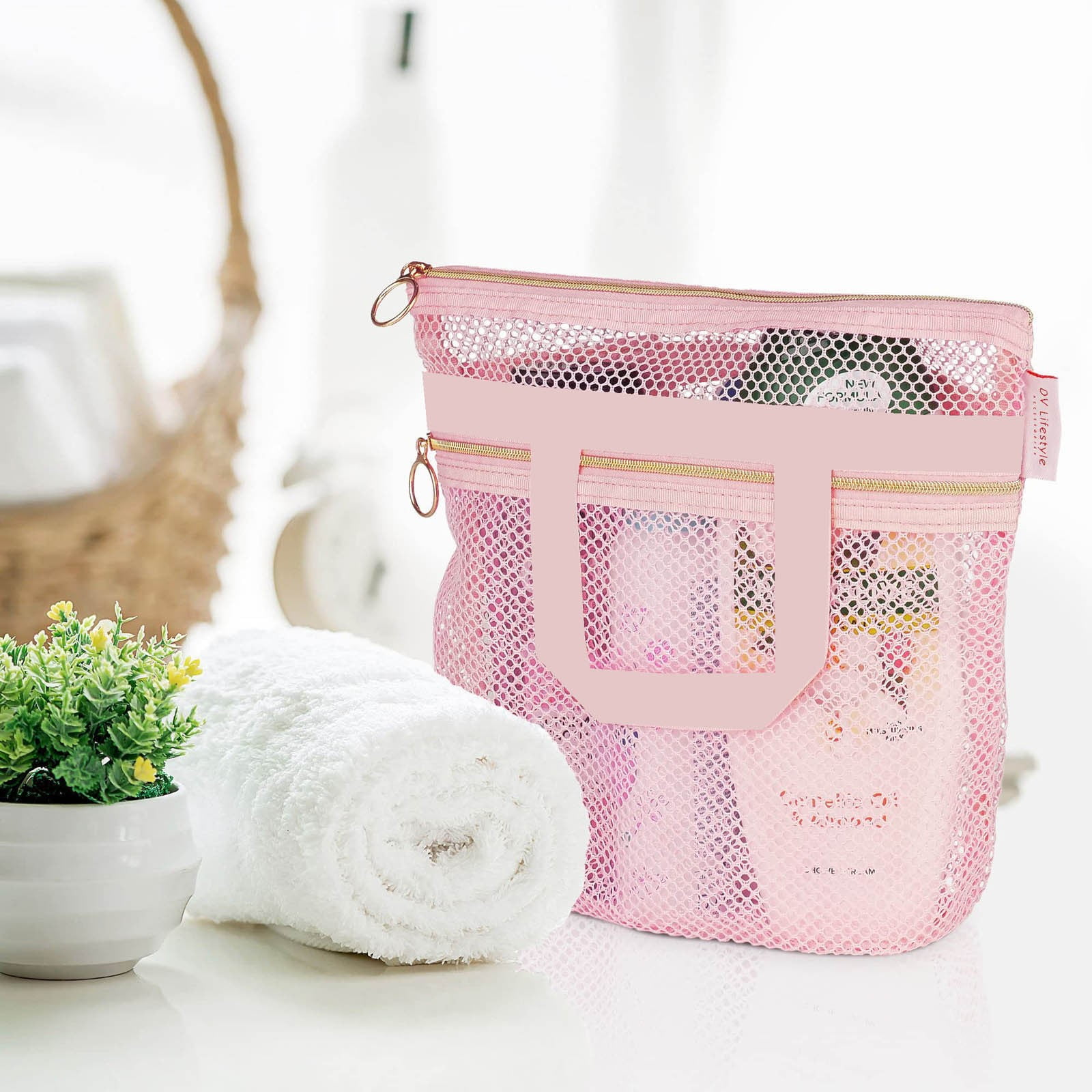 Mesh Shower Caddy Portable Shower Bag With Zipper Shower Tote Ideal For ...
