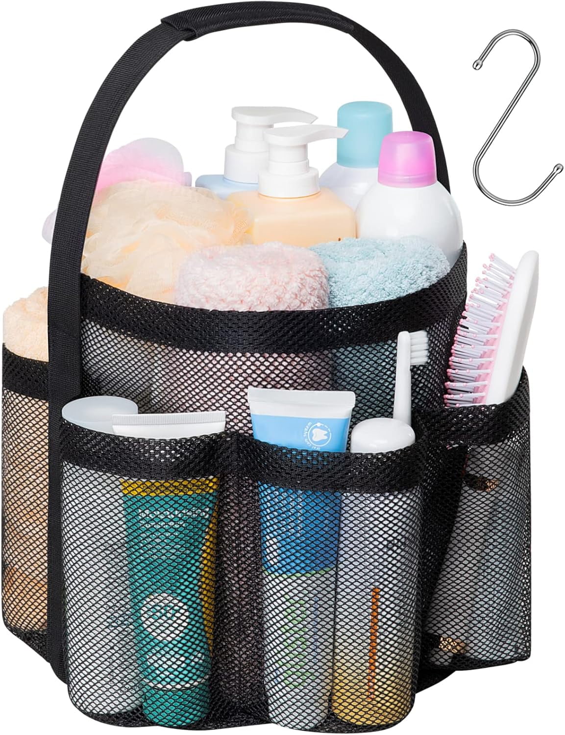 Mesh Shower Caddy Portable, Upgrade Deeper 7 Pockets Shower Bag Basket ...