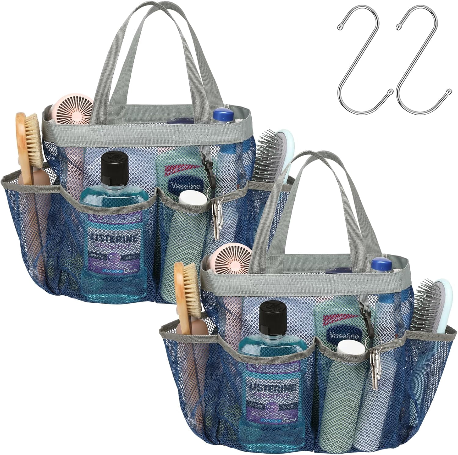 Mesh Shower Caddy Portable, Upgrade Deeper 7 Pockets Shower Bag Basket ...
