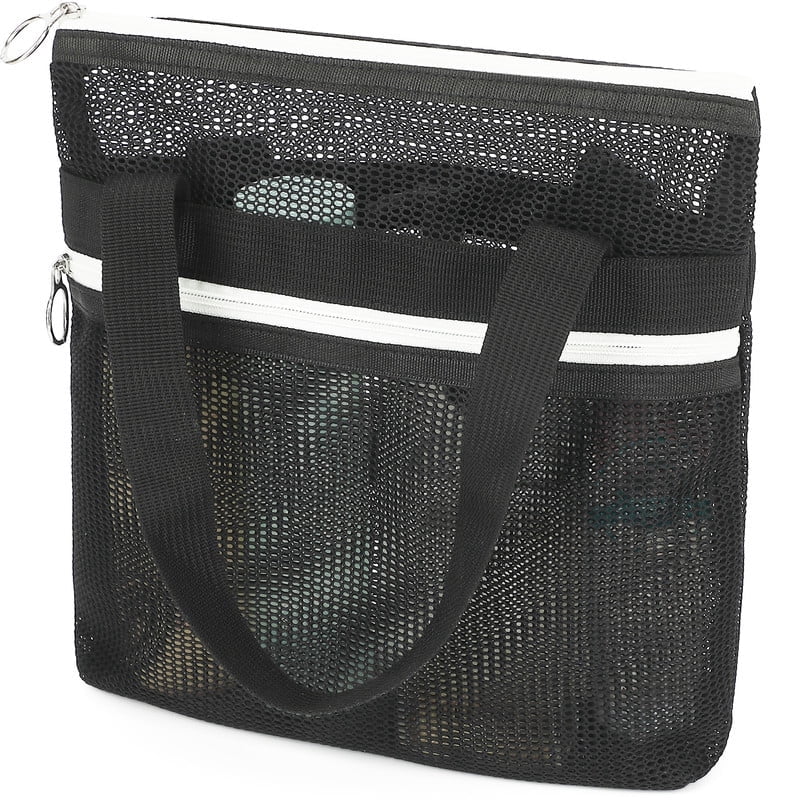 Mesh Shower Caddy Portable with Zipper & 2 Pockets - Quick Dry Shower ...