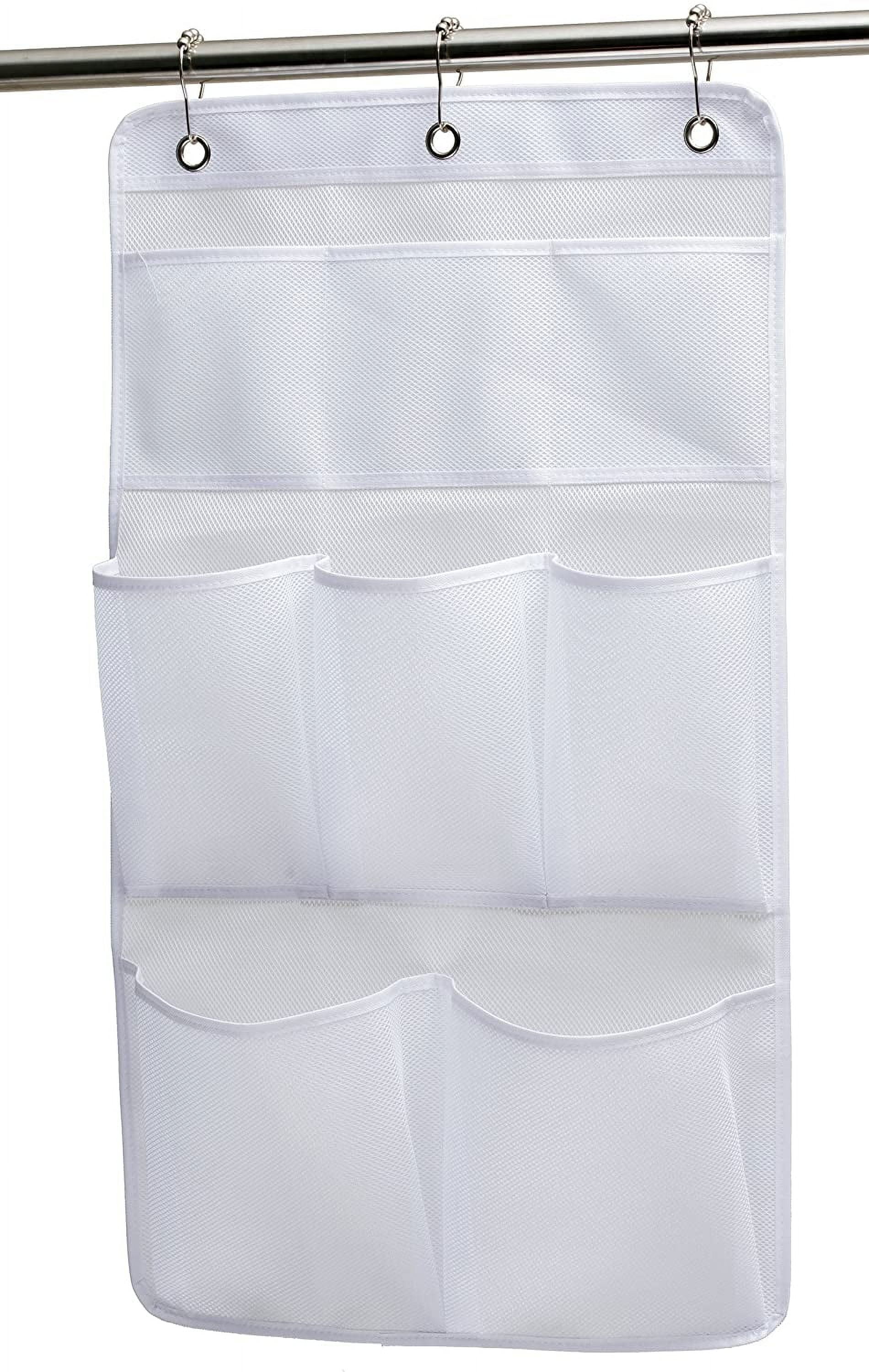 Mesh Shower Organizer Hanging Bathroom Caddy 8 Pockets Hang Curtain Rod ...