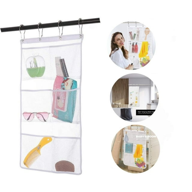 Mesh Shower Organizer Hanging Mesh Pockets Bathroom Caddy 6 Pockets ...