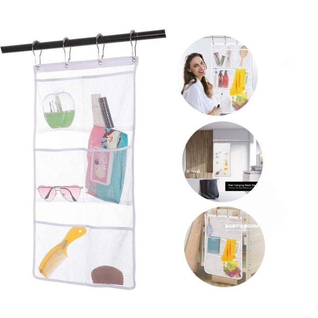Mesh Shower Organizer Hanging Mesh Pockets Bathroom Caddy 6 Pockets ...