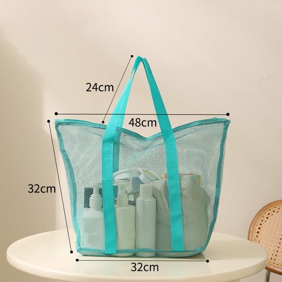 Mesh Shower Tote Bag, Multi-Pocket Mesh Beach Tote, Multipurpose ...