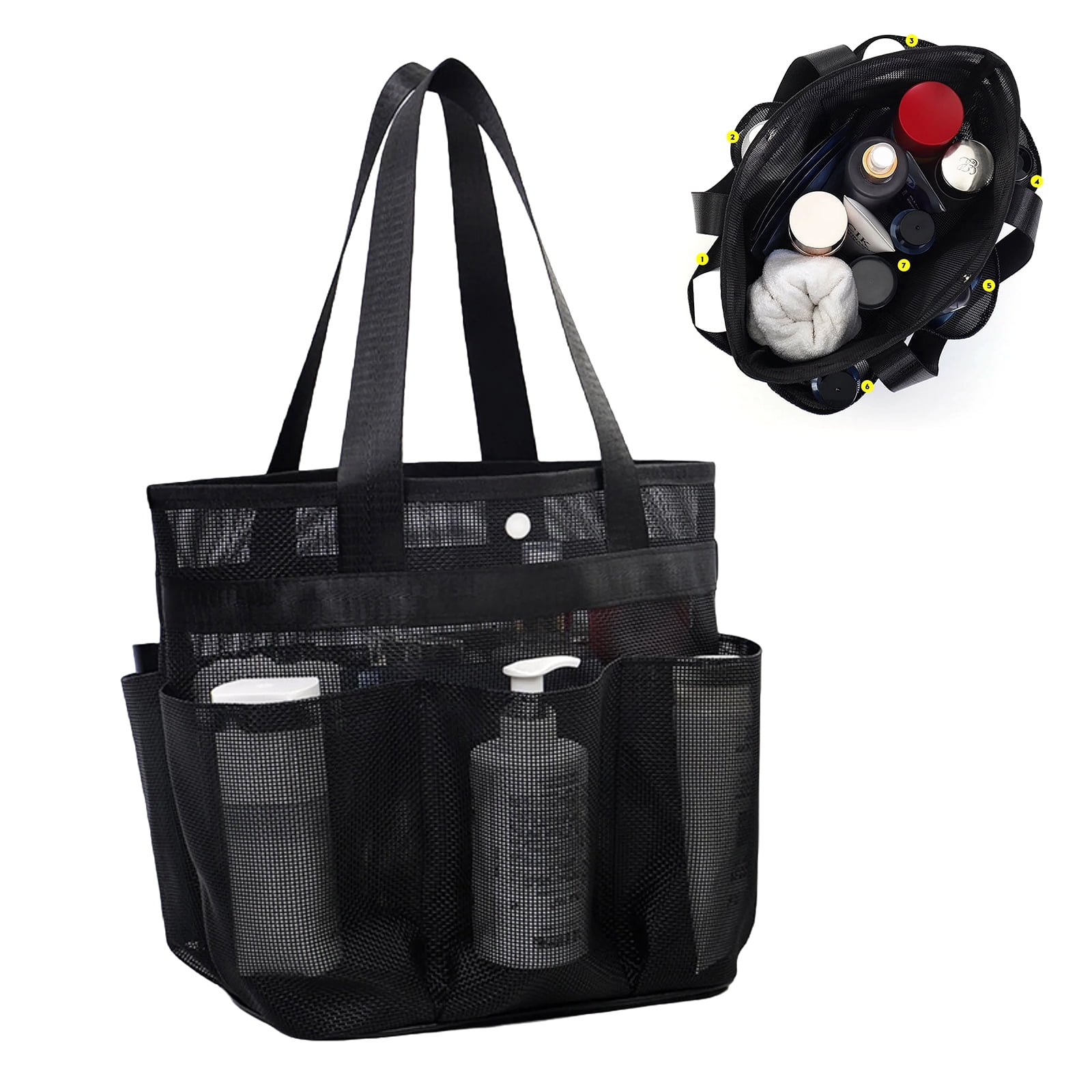 Mesh Shower Tote Bag - Quick-Drying Shower Caddy with 8 Pockets ...
