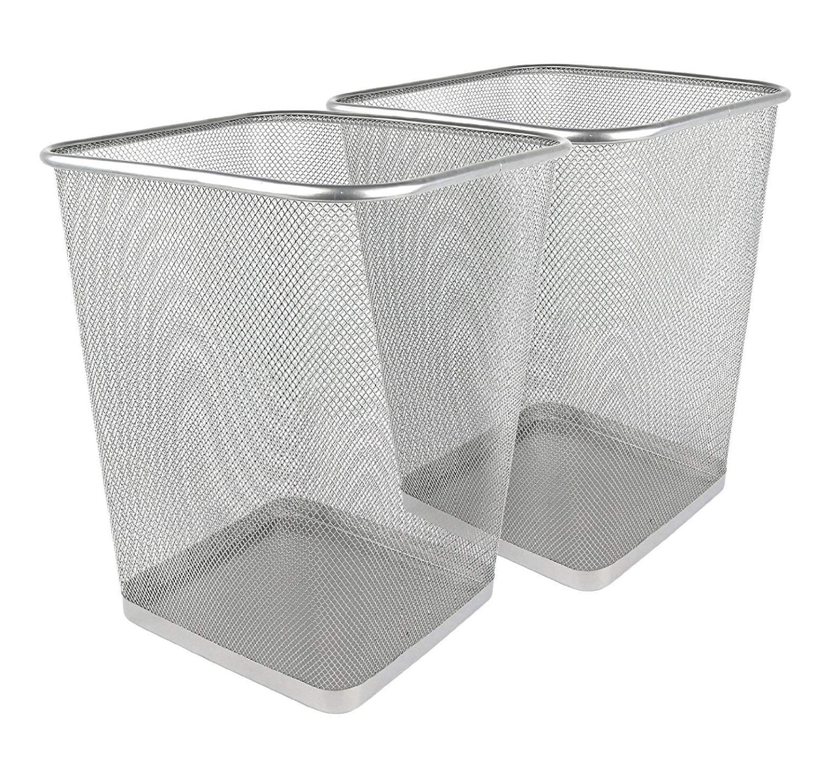 Mesh Square Wastebasket 6 Gallon 2-Pack Silver Lightweight Trash Cans ...