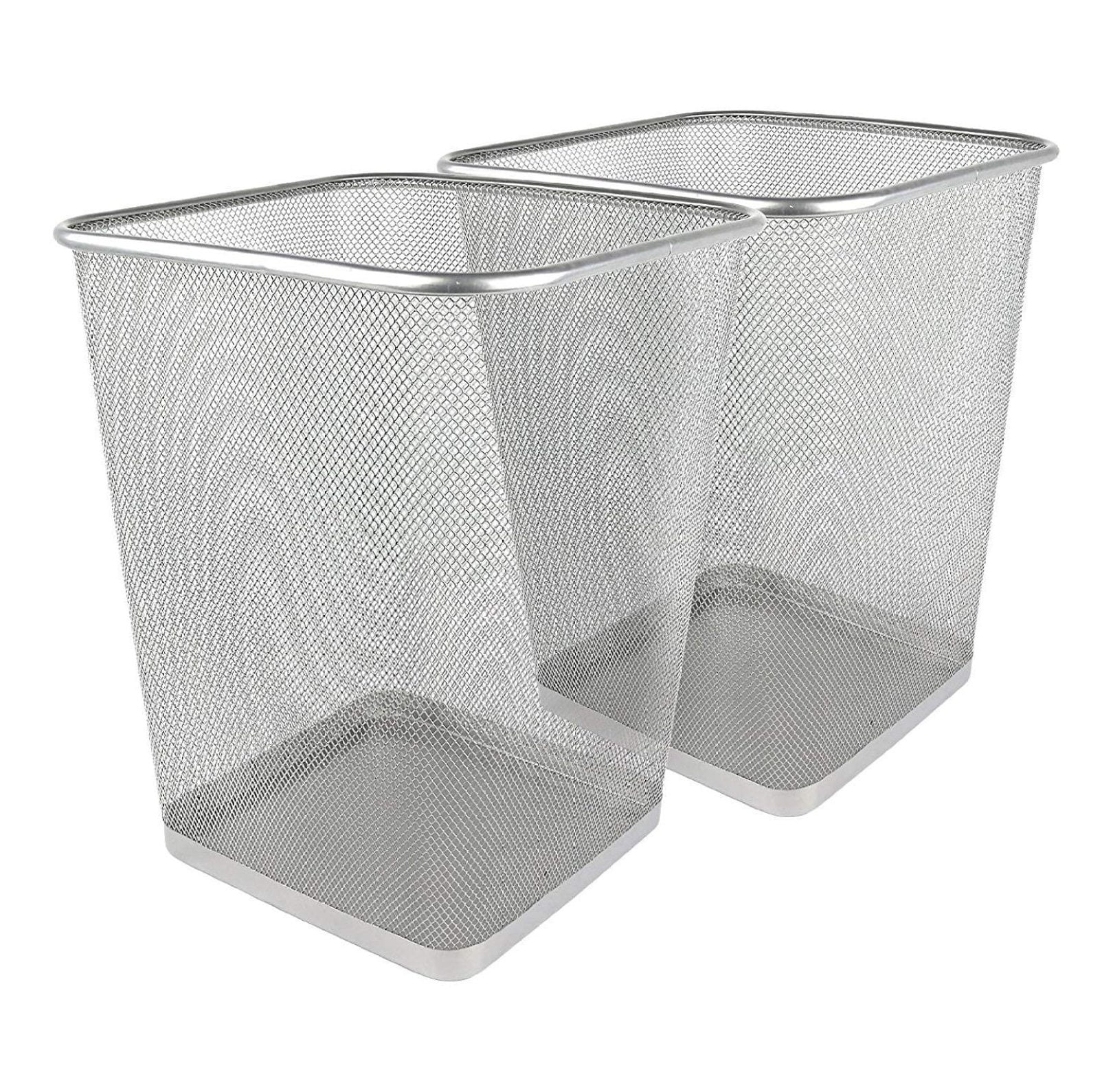 Mesh Square Wastebasket, 6 Gallon, 2pk (Silver) - Lightweight Garbage ...