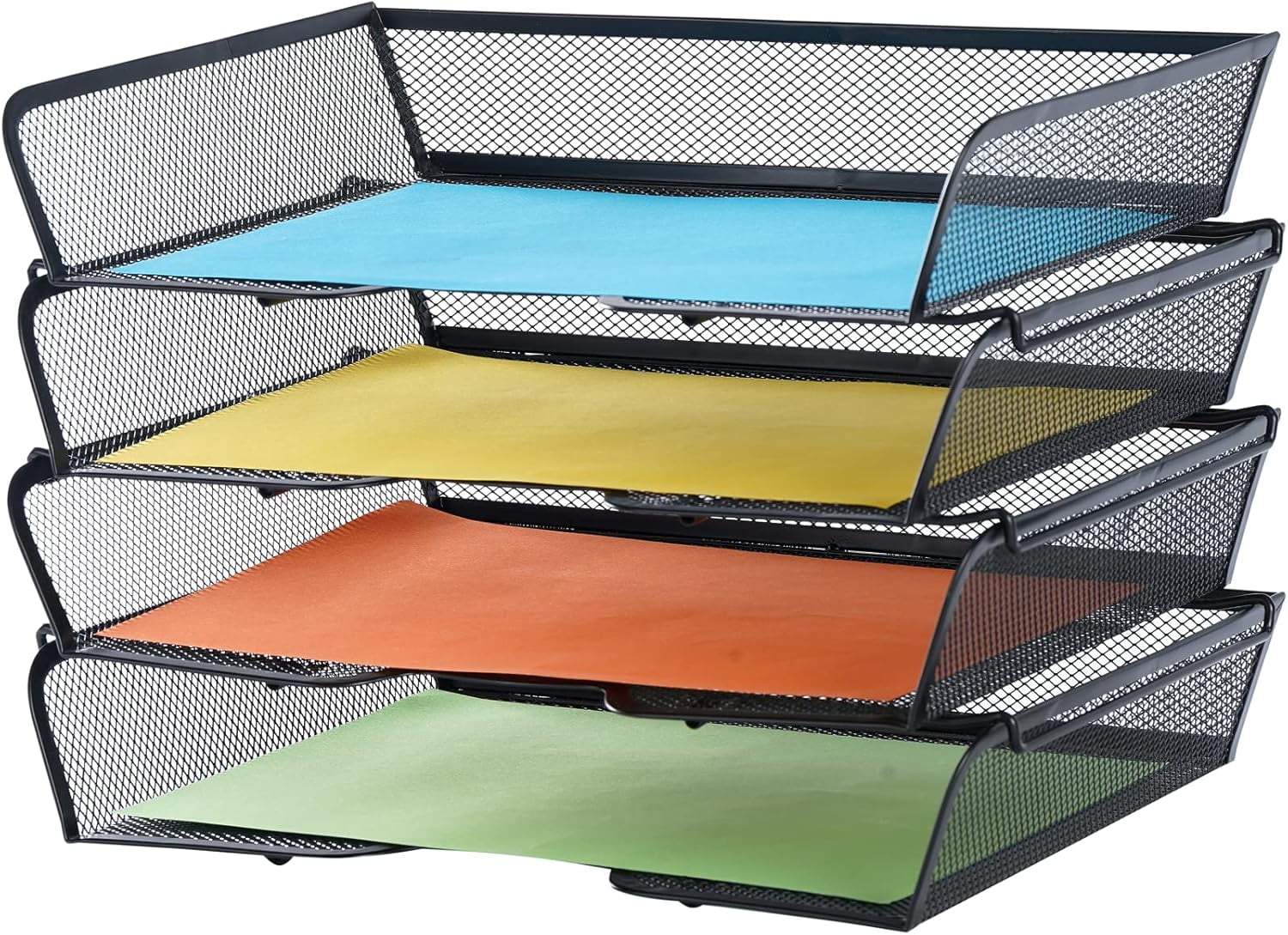 Mesh Stackable File Trays Letter Trays, Office Paper Organizer for Desk ...