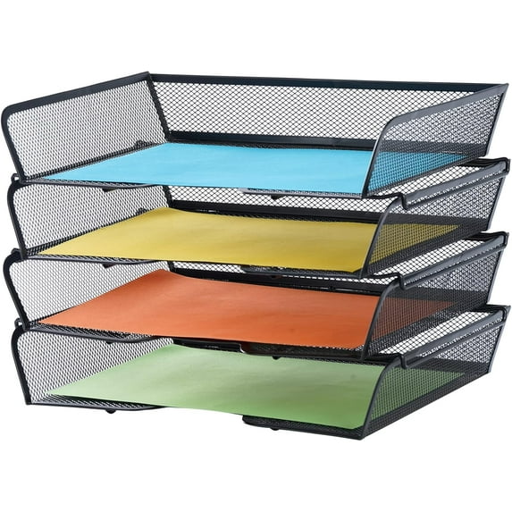 Mesh Stackable File Trays Letter Trays, Office Paper Organizer for Desk ...