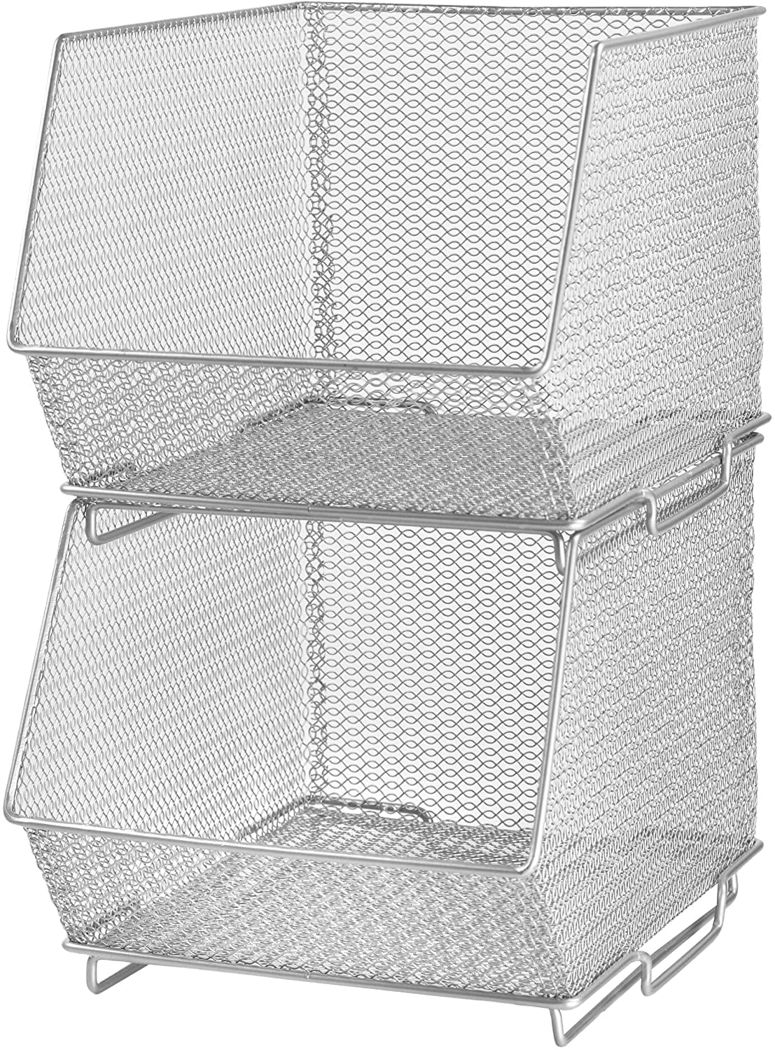 Mesh Stacking Bin Storage Containers for Kitchen Pantry, Cabinet and ...