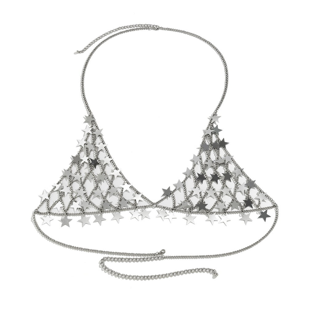 Mesh Star Body Chain Handmade Chest Chain Sexy Beach Bikini Bra Chain