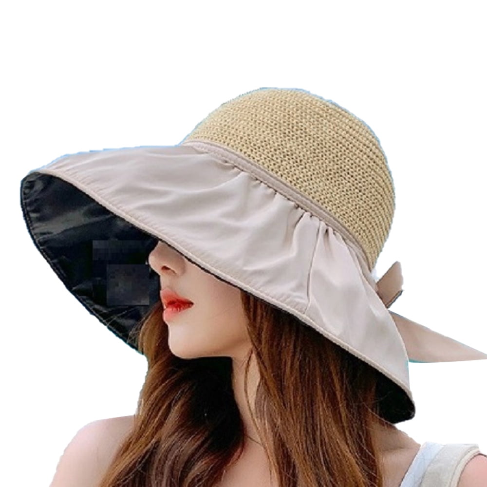 Mesh Sun Hats for Women Lightweight Beach Packable Wide Brim Bucket Hat with - Beige - Walmart.com