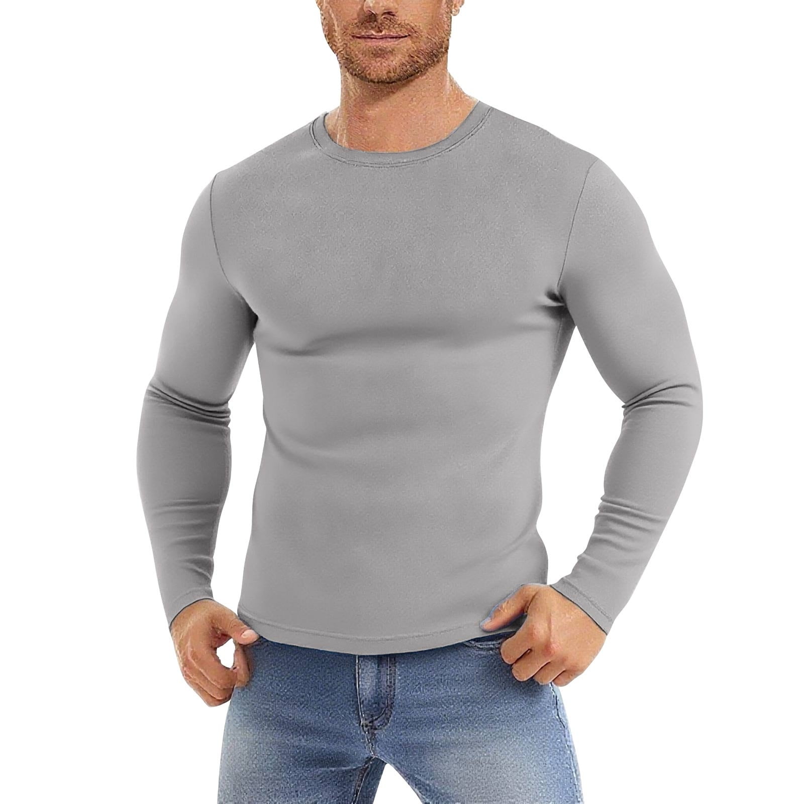 Mesh Tops for Men Long Sleeve Basic Undershirt Compression Fit Basic ...