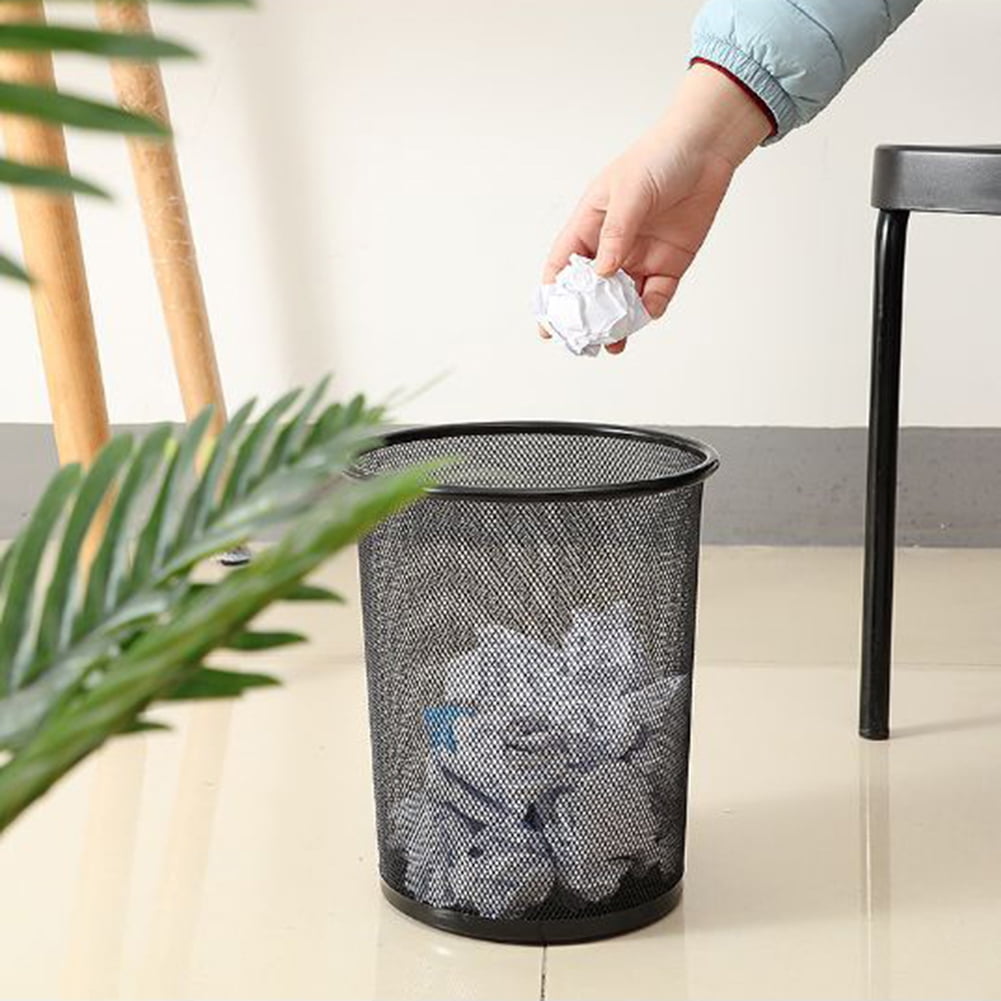 Mesh Trash Bin Paper Basket Kitchen Bedroom Office Rubbish Waste Holder ...
