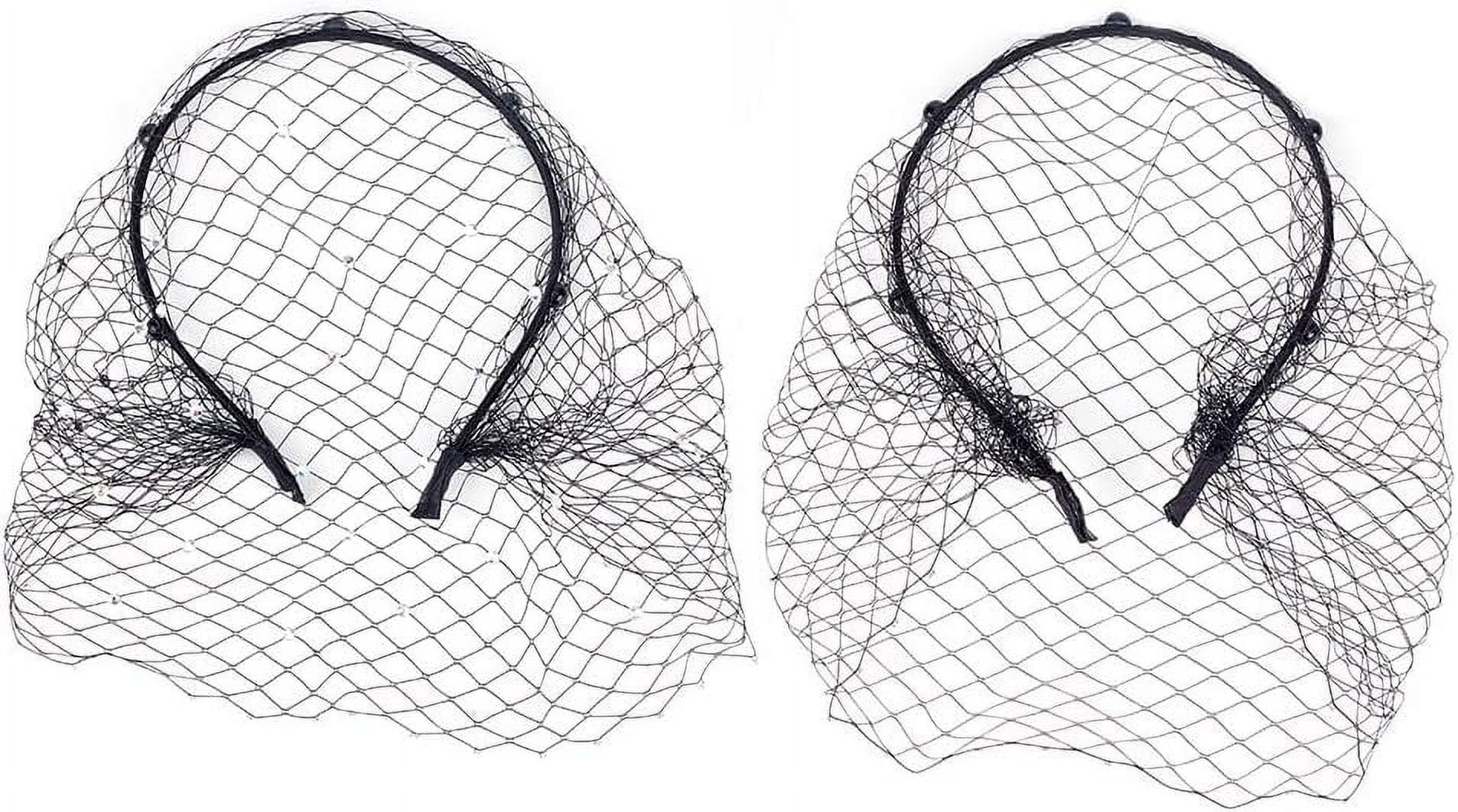 Mesh Veil Headband White Rhinestones Veil Headpiece Elegant Headband ...