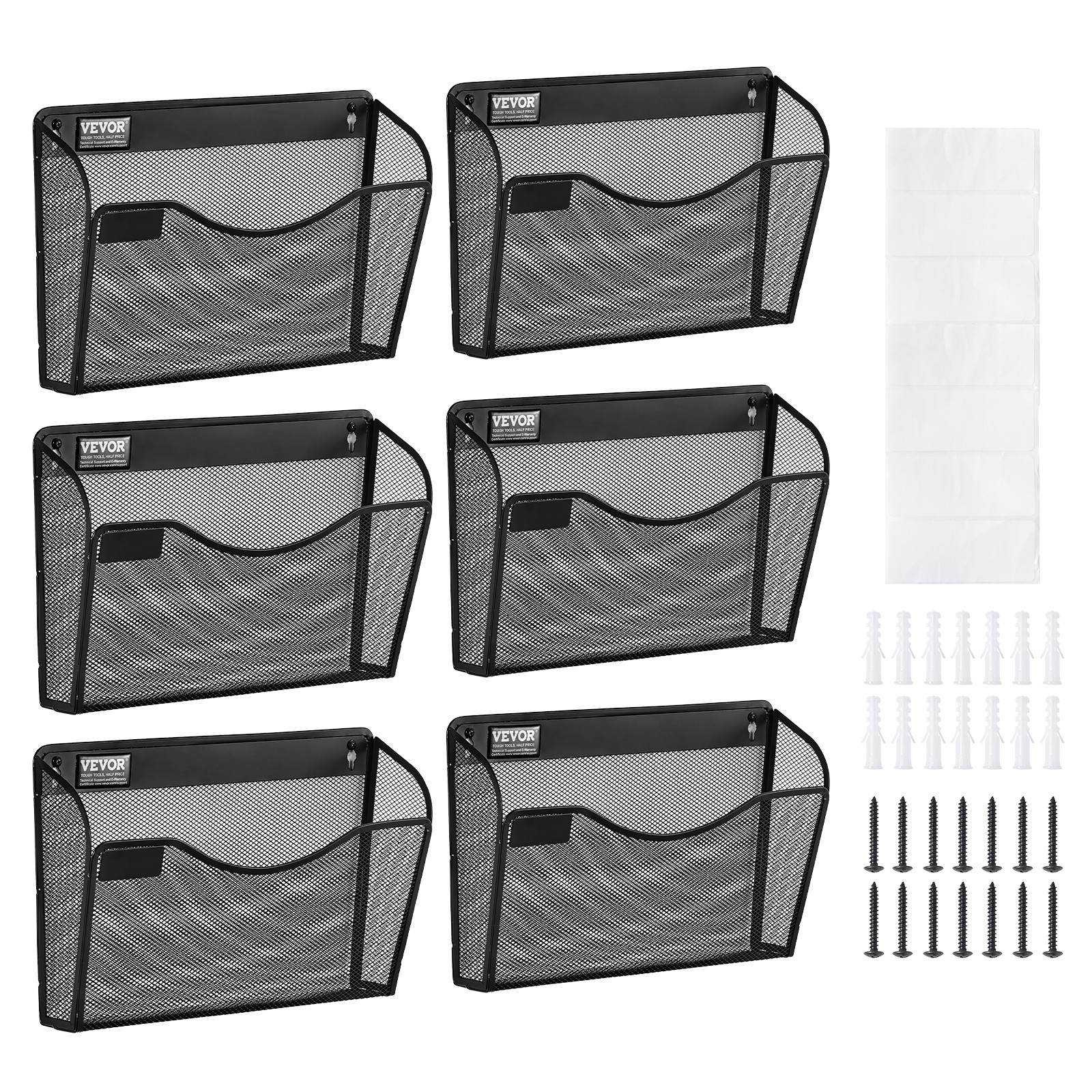 Mesh Wall File Holder For Office And School 6-Piece Wall Rack Organizer ...
