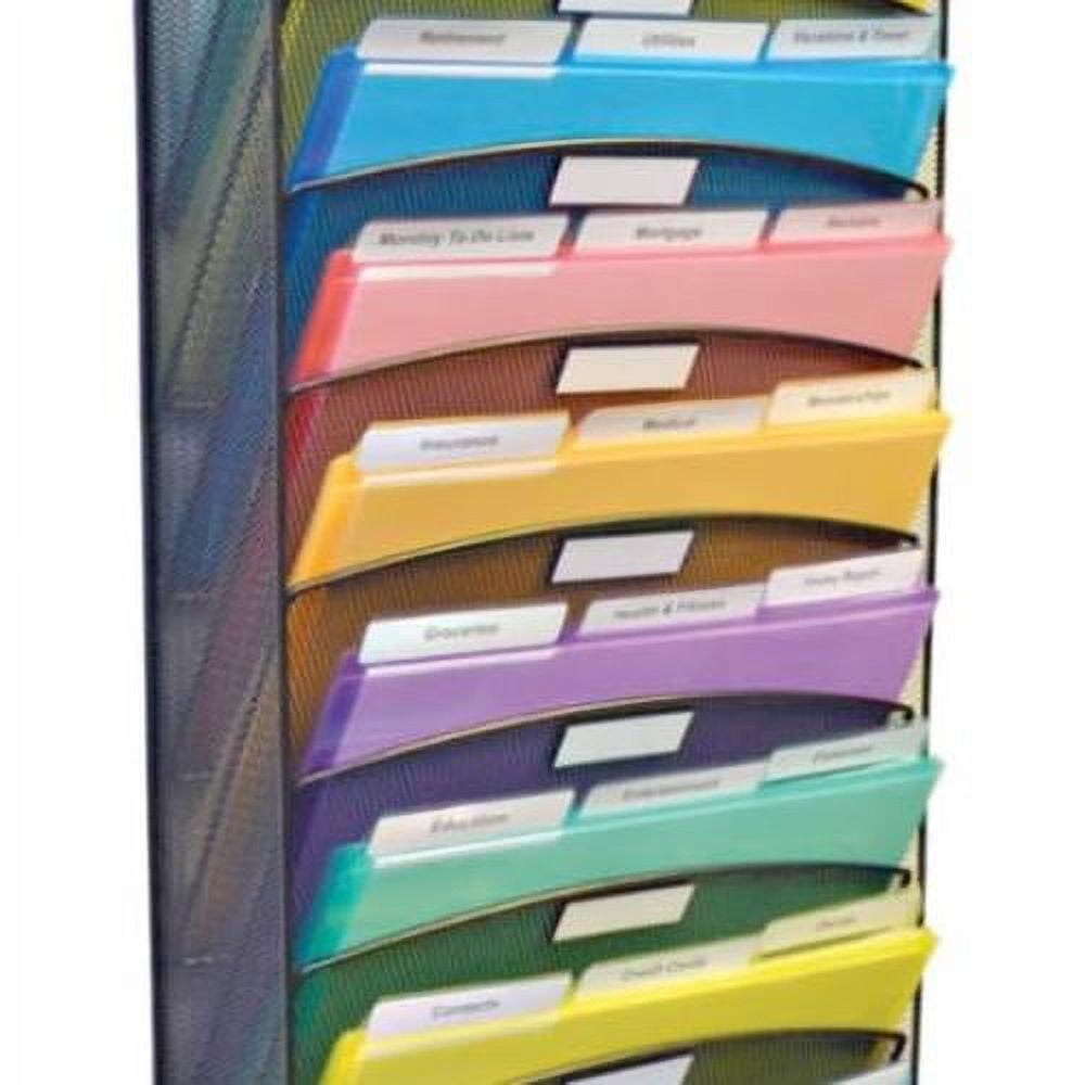 Mesh Wall File Organizer, 10 Tier Cubicle Partition Hanging File Sorter ...