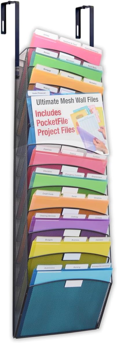 Mesh Wall File Organizer Cubicle File Folder Holder Over the Panel ...