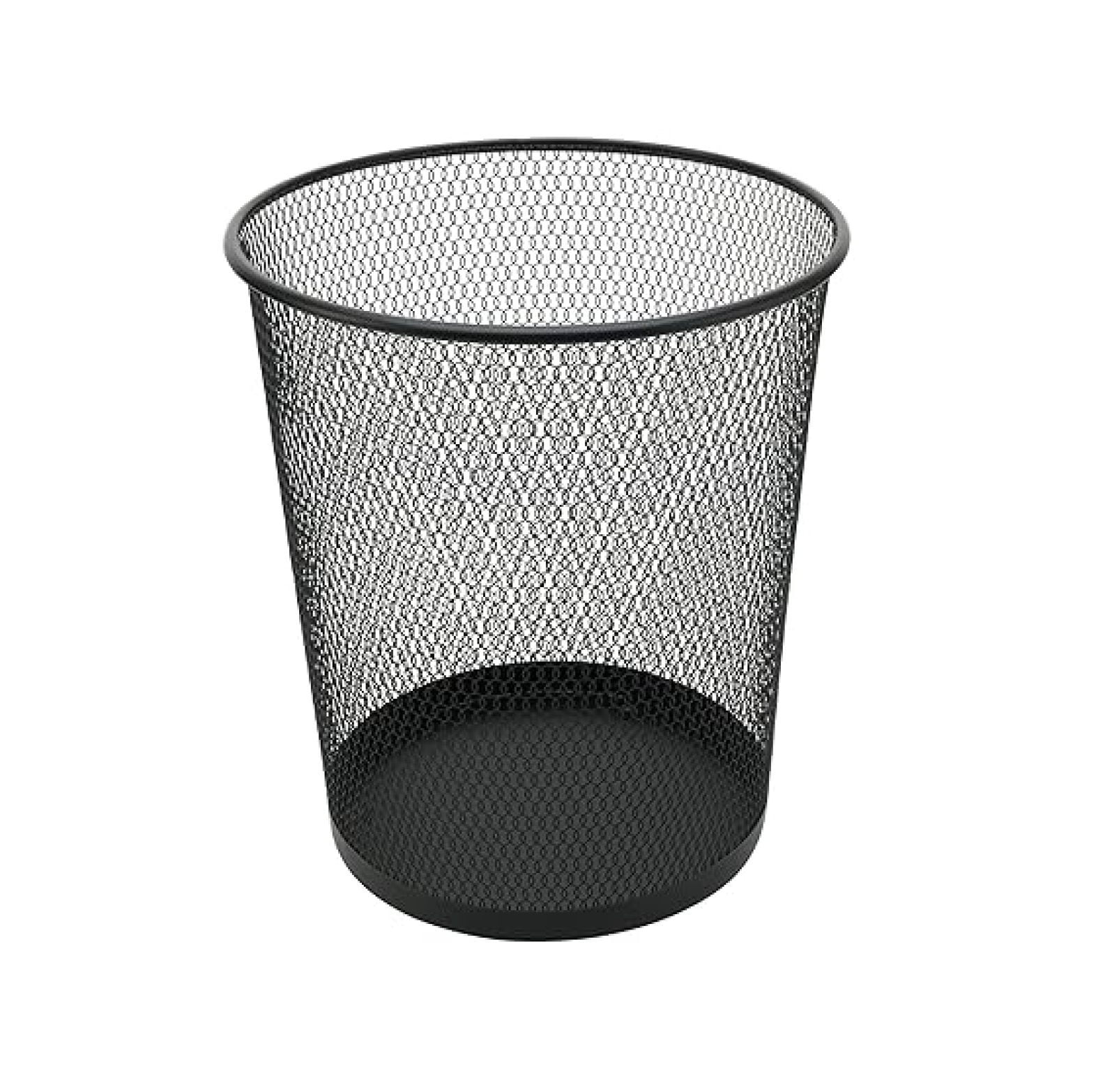 Mesh Wastebasket Trash Can for Home and Office Workspace, Metal Office ...