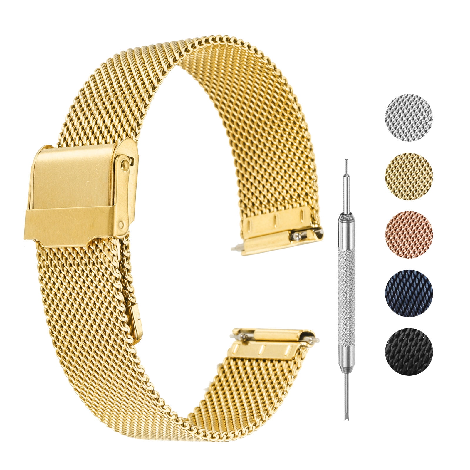 Mesh Watch Bands for Men Women, Stainless Steel Quick Release Mesh ...