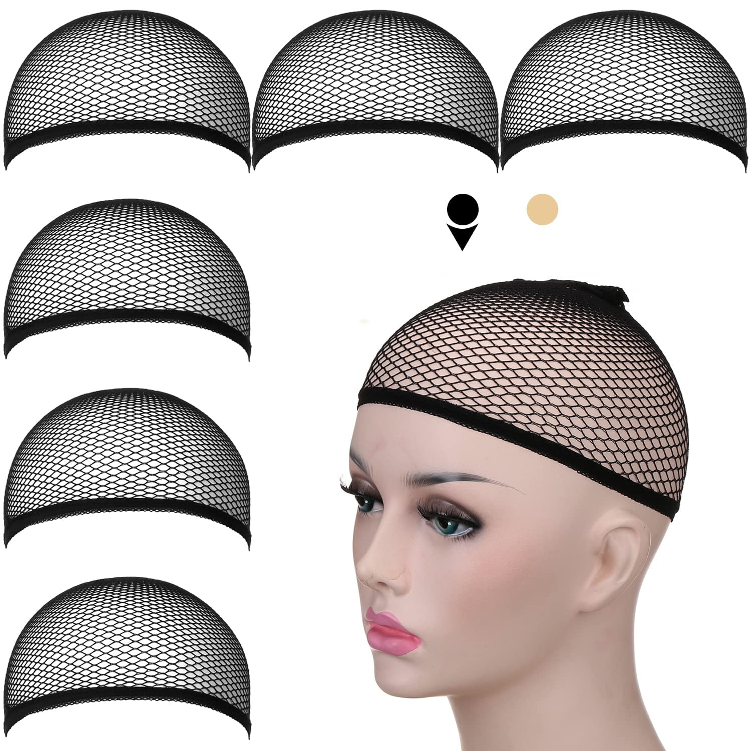 Mesh Wig Cap Net Natural Nylon Wig Caps (6PCS - Mesh Black) - Walmart.com