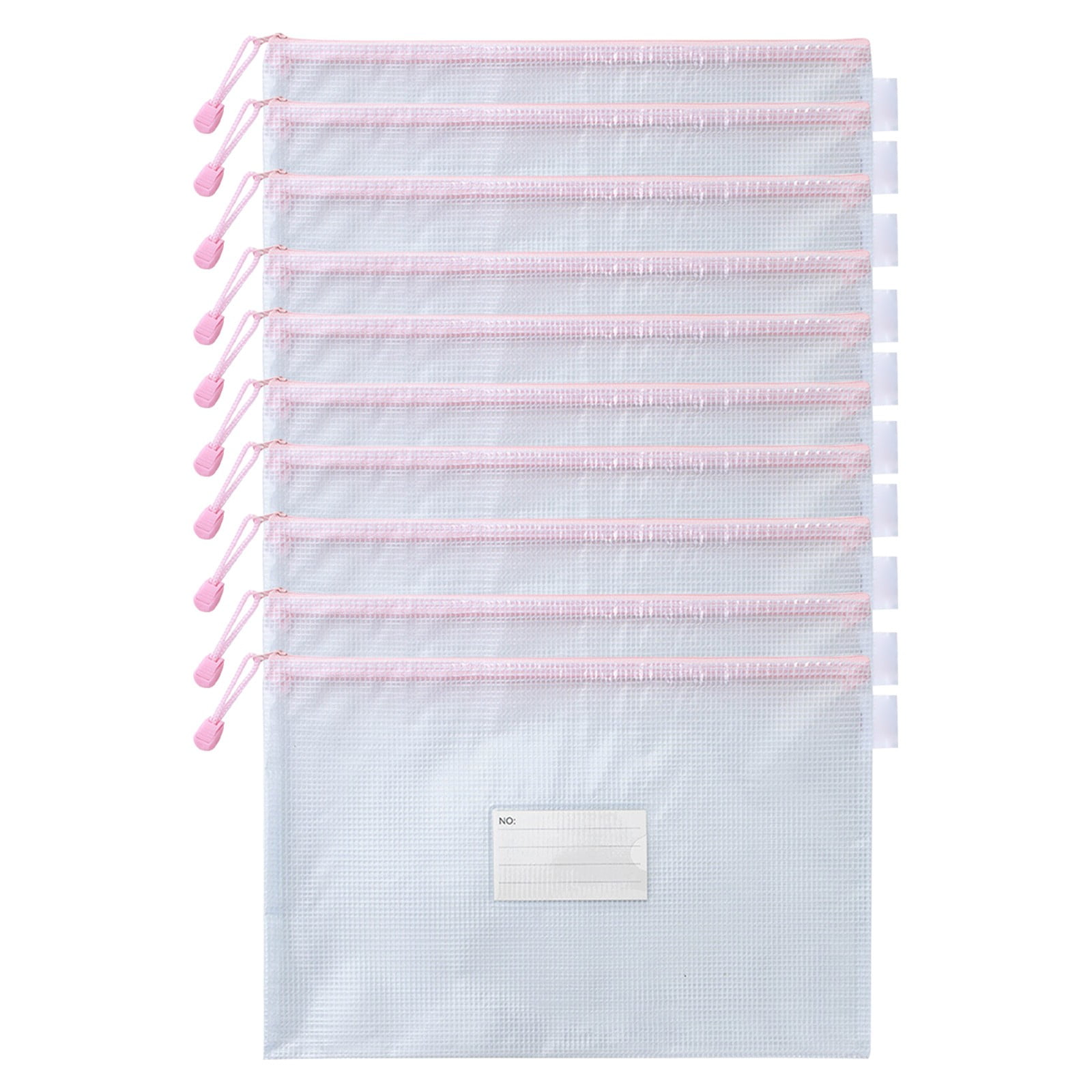 Mesh Zipper Pouch A4 10 Pack Zipper Pouch With Label Pocket Plastic ...