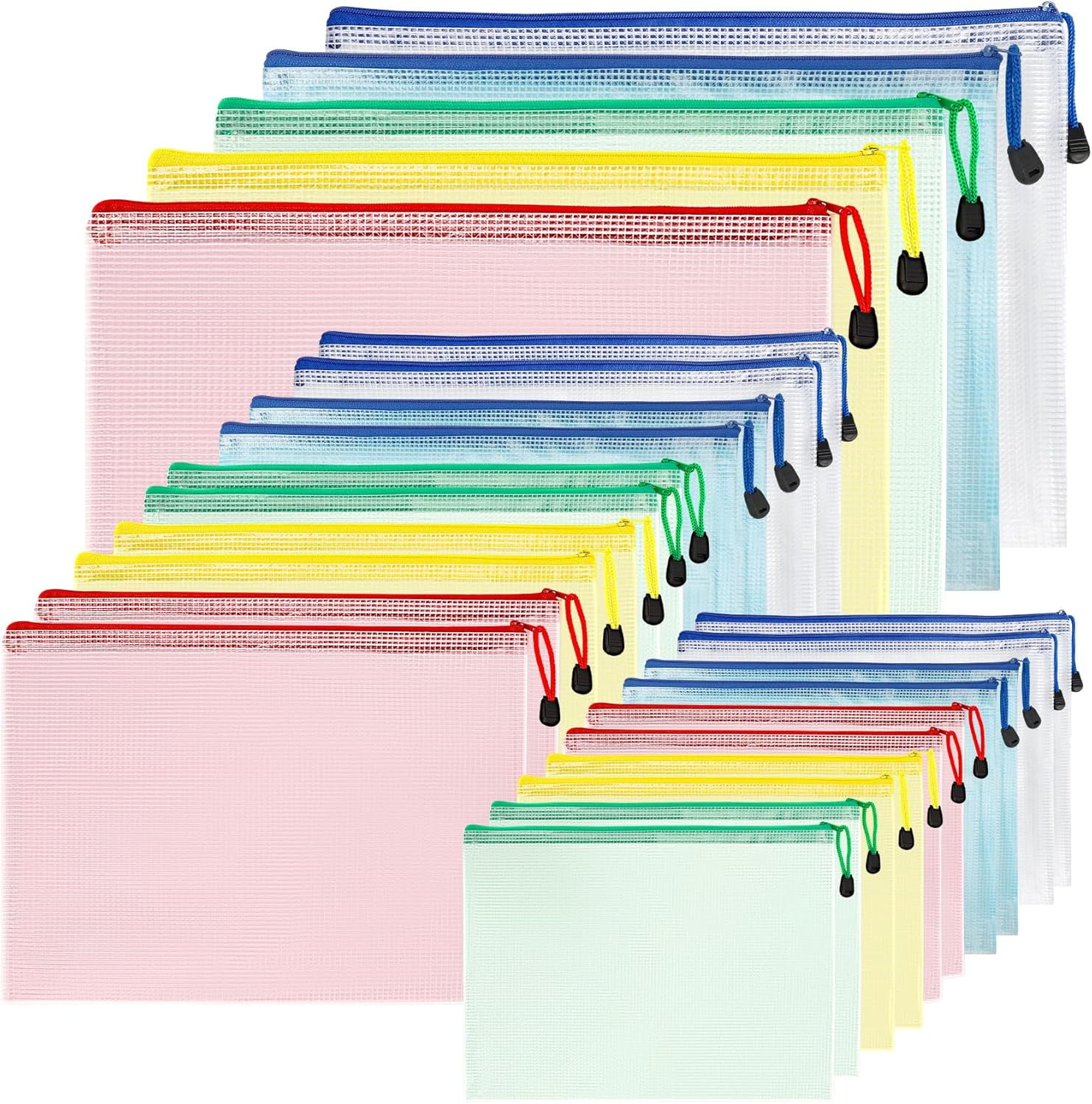 Mesh Zipper Pouch Bags, 25 PCS Waterproof Zipper Pouch 5 Colors Plastic ...
