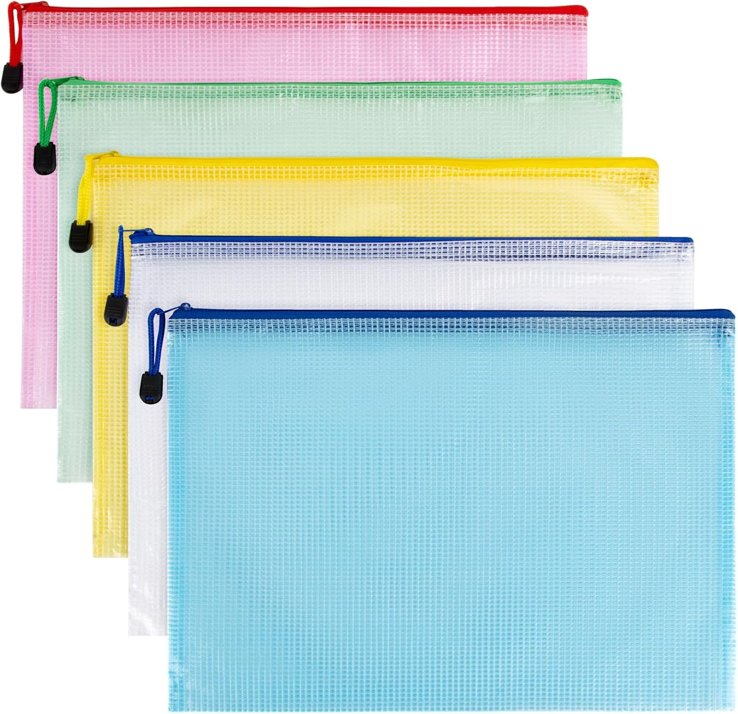 Mesh Zipper Pouch Bags - 5 Pack Waterproof Zipper Bags 13.2 x 9.4 Inch ...