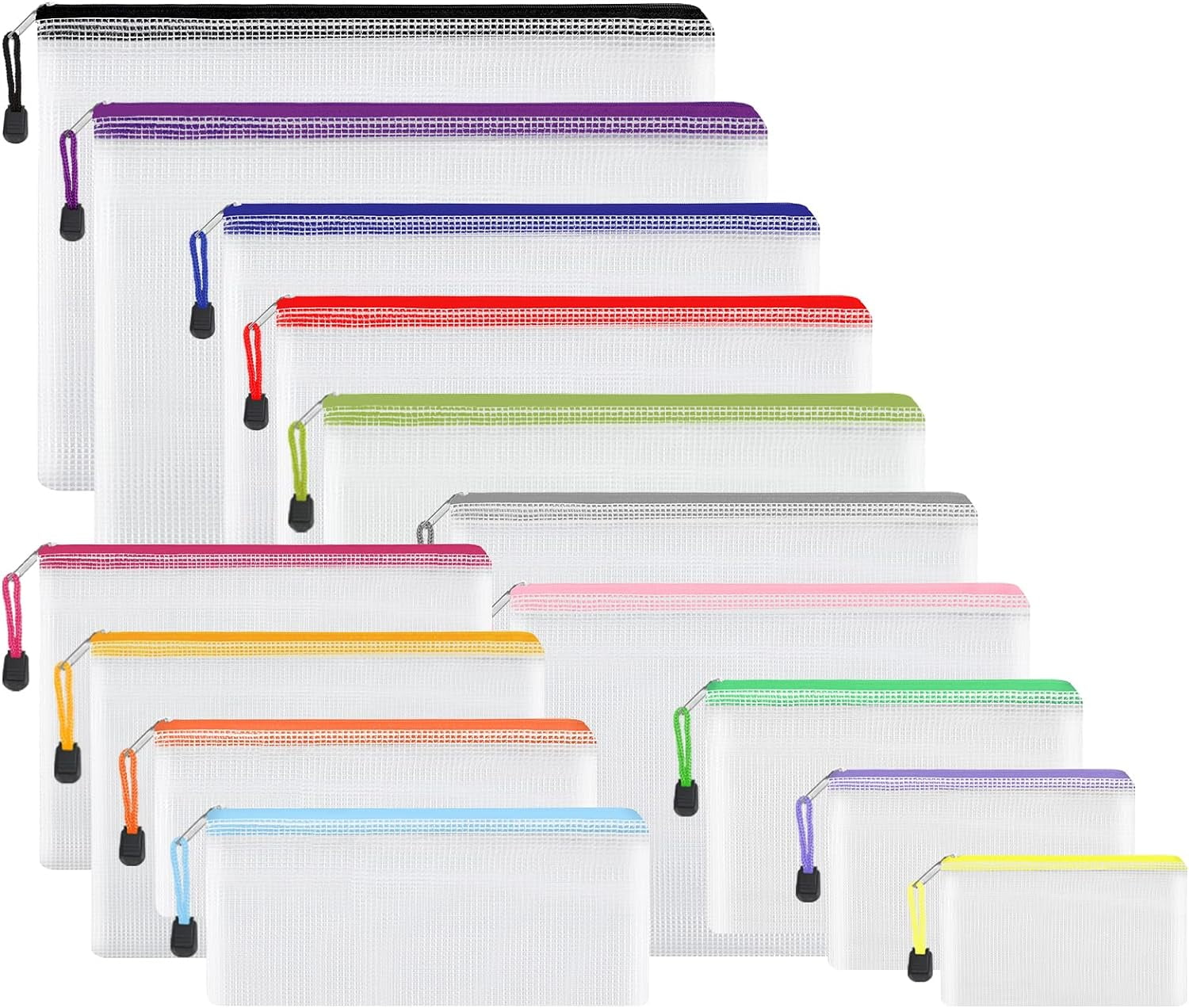 Mesh Zipper Pouch Bags, 8 Sizes Plastic Bags, 8 Colors Waterproof ...