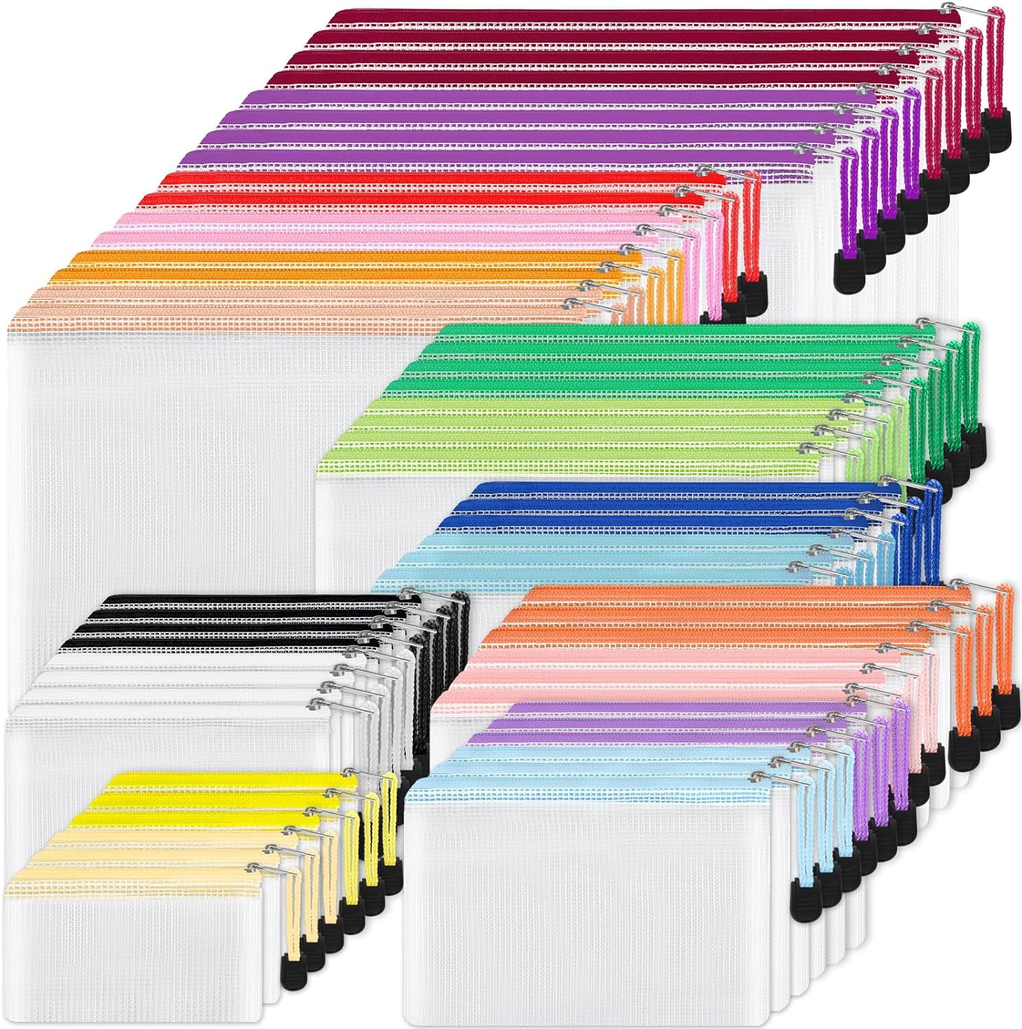 Mesh Zipper Pouch Bags, 8 Sizes Plastic Bags, 8 Colors Waterproof ...