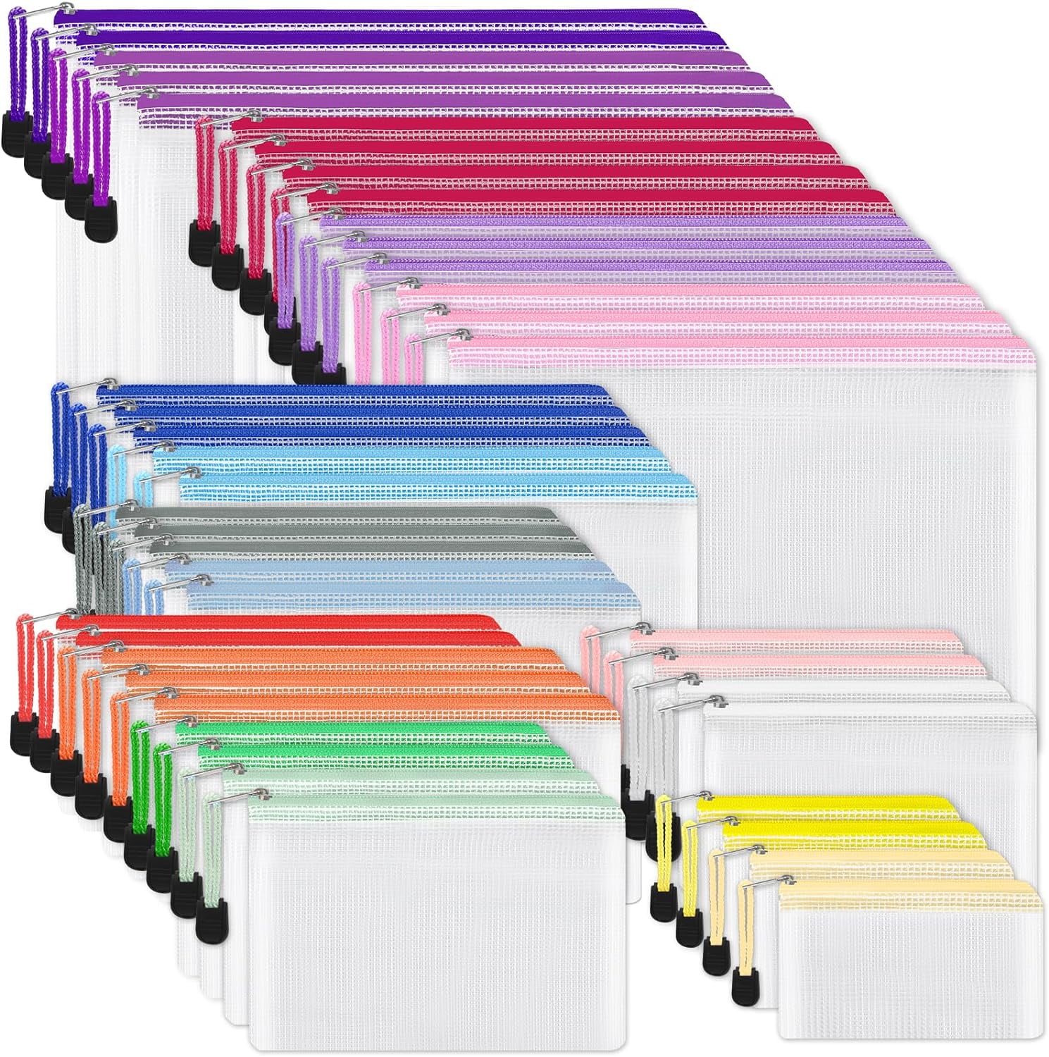 Mesh Zipper Pouch Bags, 8 Sizes Plastic Zipper Bags, 8 Colors ...