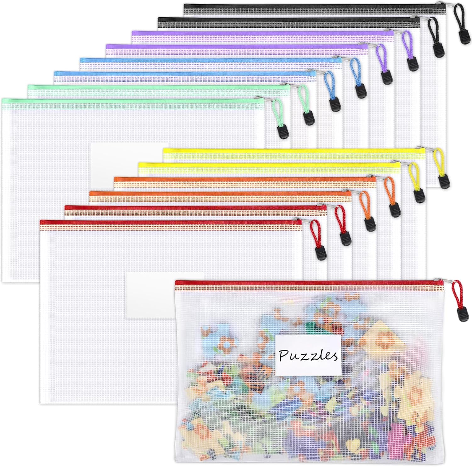 Mesh Zipper Pouch Bags, A4 Letter Size, Zipper Bags with Label Pocket ...