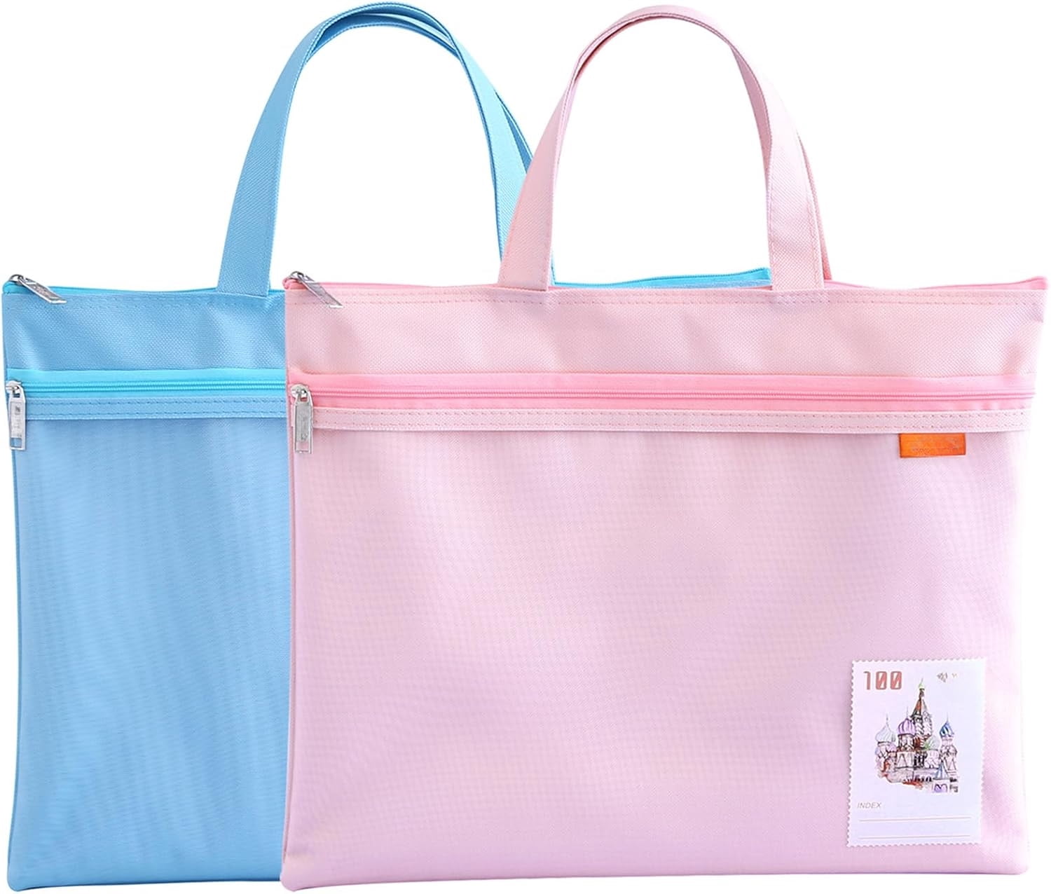 Mesh Zipper Pouch, Large Double Pocket Waterproof File Bag with Handle ...