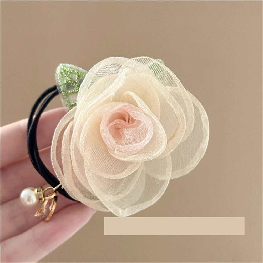 Mesh rose hair loop fresh flower headdress hair rope side Fried Dough ...