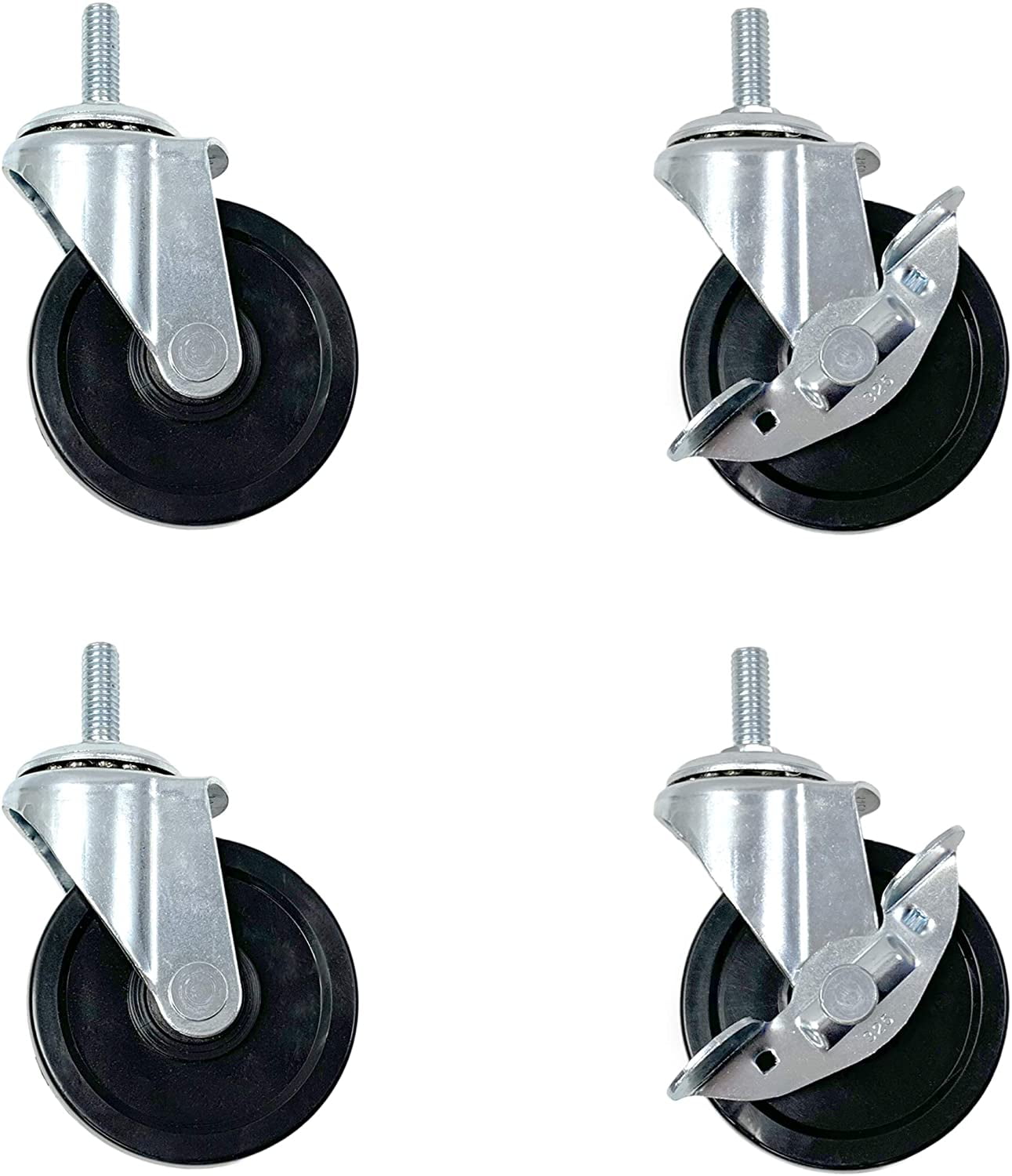 MeshWorks Locking Caster Wheels - Set of 4 Industrial Strength Wheels ...