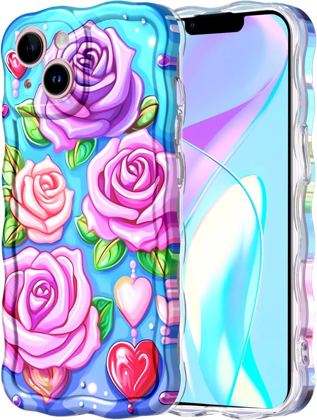Meshine for iPhone 13 Case Stunning Colorful Flower Glossy Design with ...