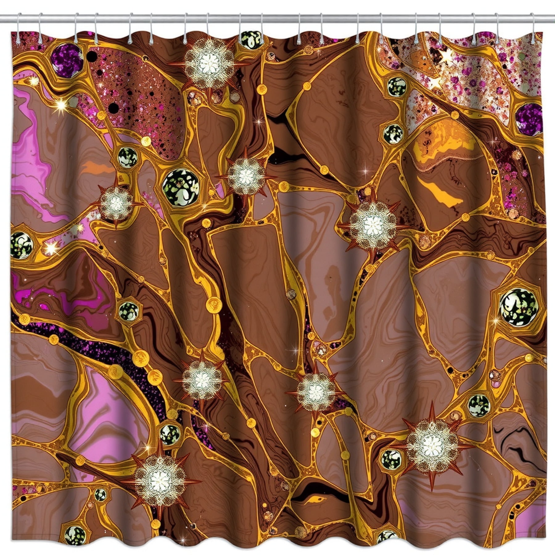 Mesmerizing Abstract Shower Curtain - Opulent Design with Golden Veins ...