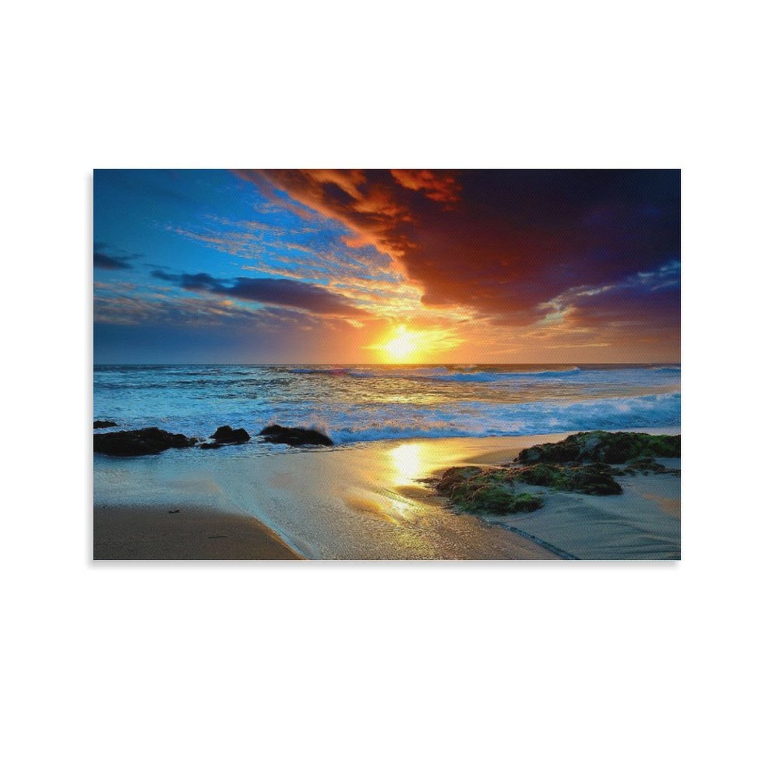 Mesmerizing Beach Sunset Clouds Sky Poster Decorative Painting Canvas Wall Art Living Room ...