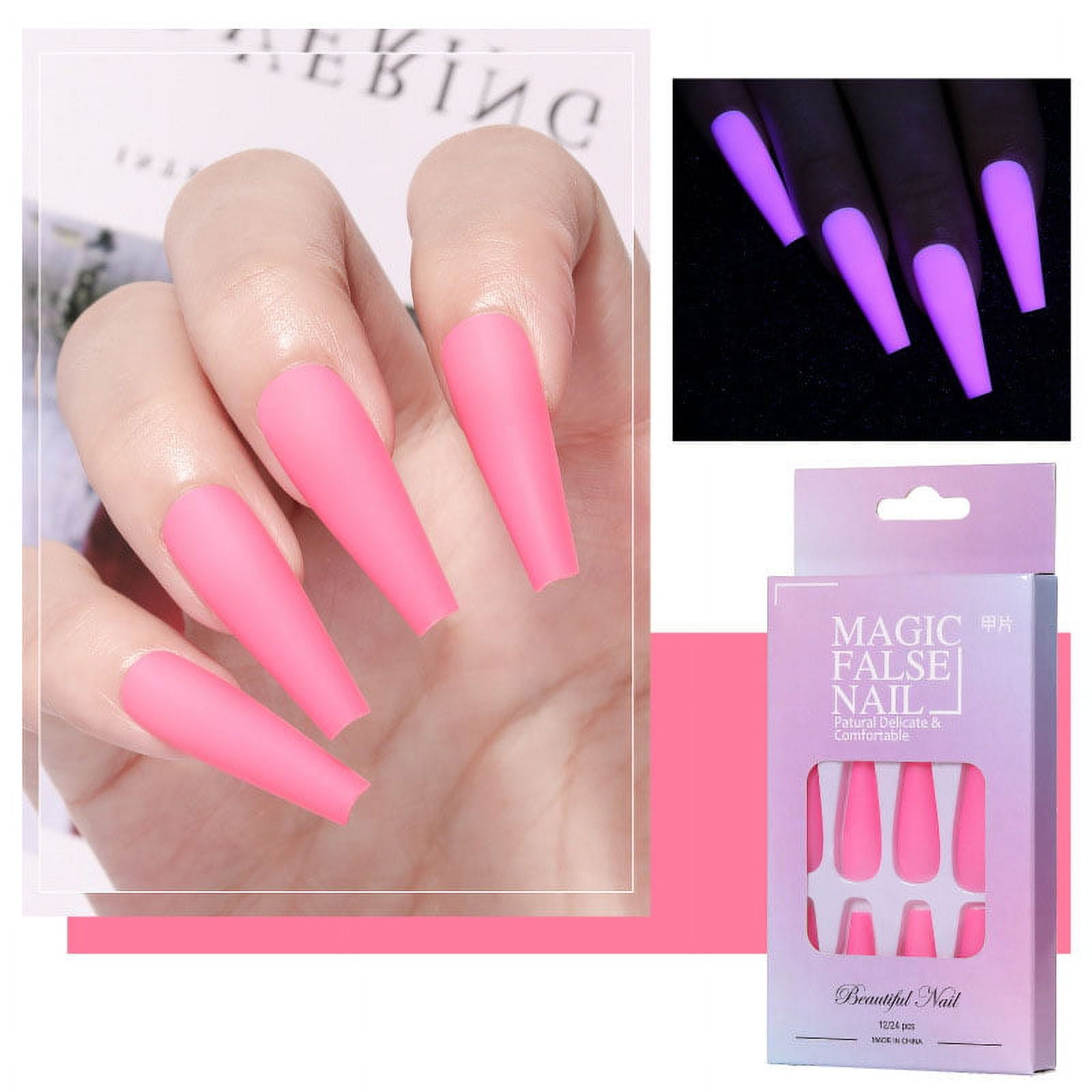 Mesmerizing Glowing Nails, Neon Fluorescent Acrylic Tips for Enchanting ...