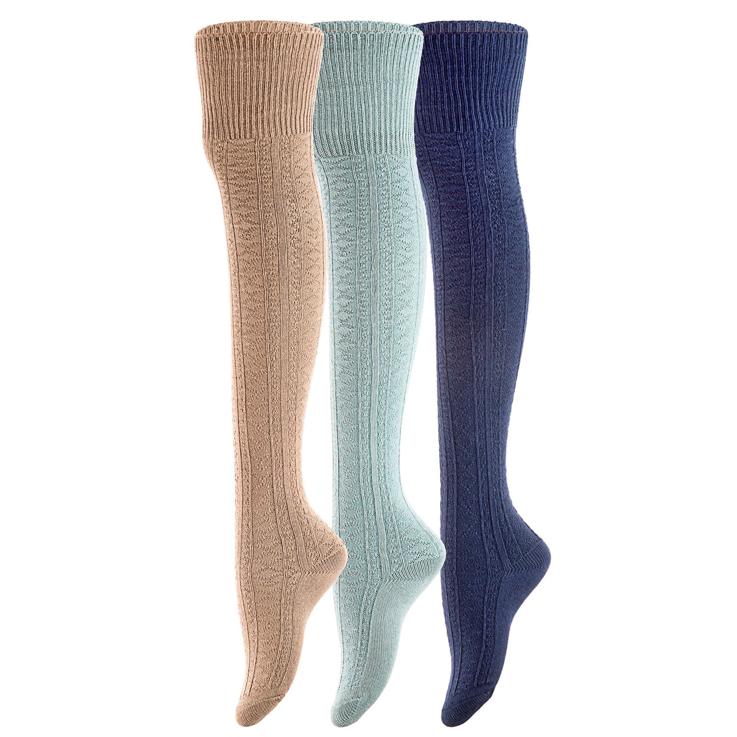 Meso Women's 3 Pairs Awesome Thigh High Cotton Socks, Comfortable, Soft ...
