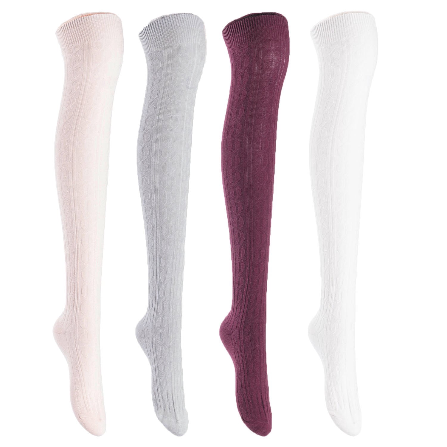 Meso Women's Big Girl's 4 Pairs Splendid Knee High Cotton Socks, Strong ...