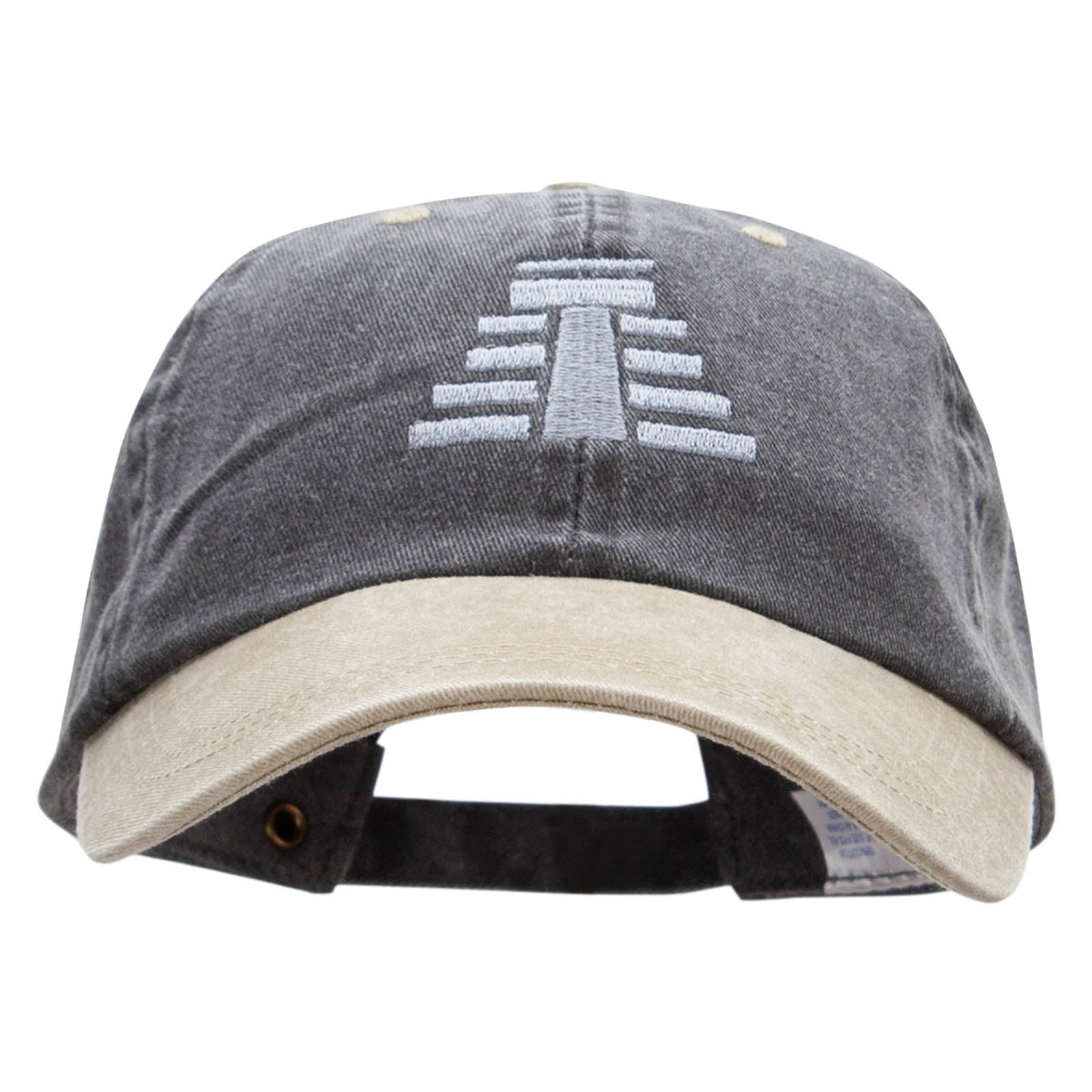 Mesoamerican Pyramid Embroidered Pigment Dyed Wash Caps - Black Khaki ...