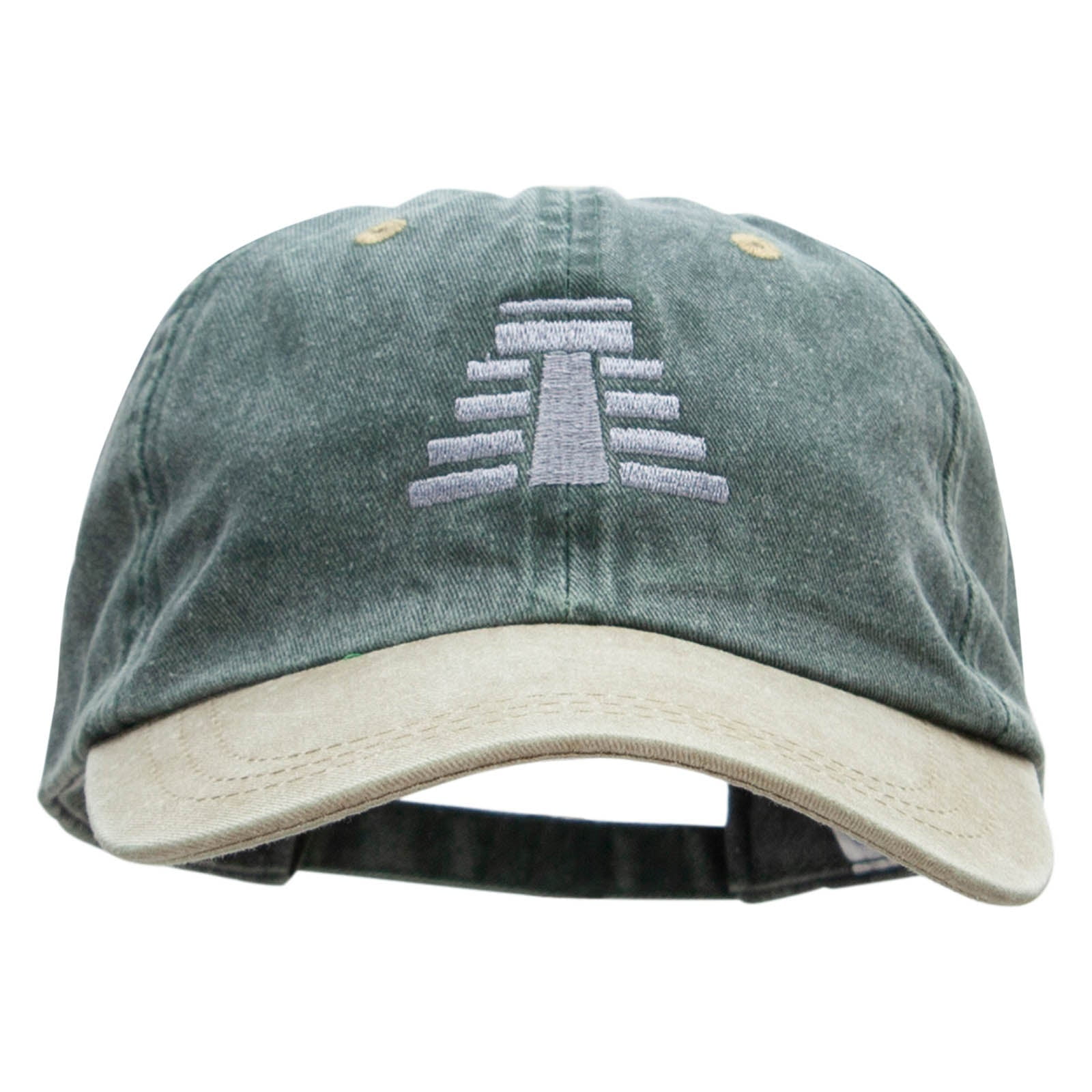 Mesoamerican Pyramid Embroidered Pigment Dyed Wash Caps - Spruce Khaki ...