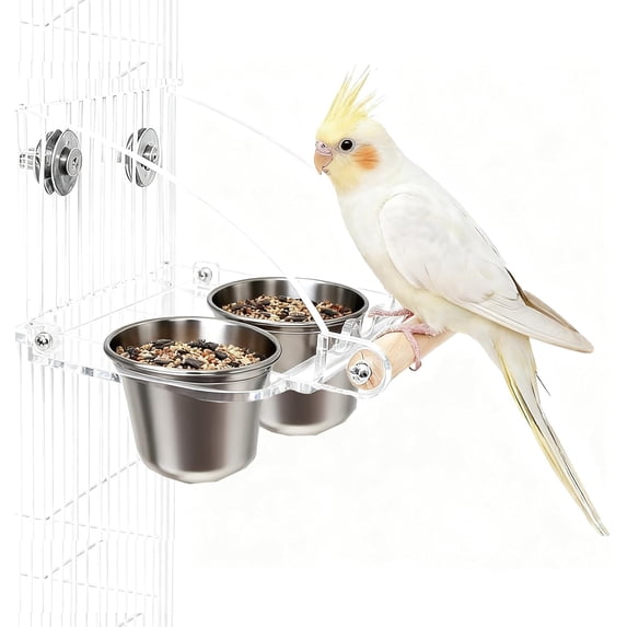 No Mess Bird Cage Feeder with Perch, No Spill Design Hanging Bird ...