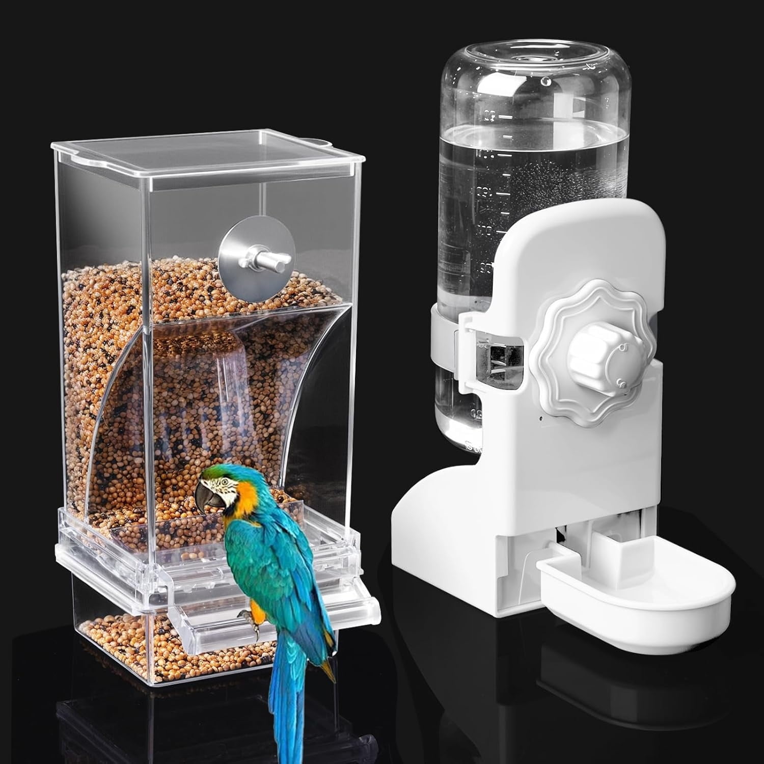 No Mess Bird Feeder Water Dispenser Set, Parakeet Cage Accessories ...