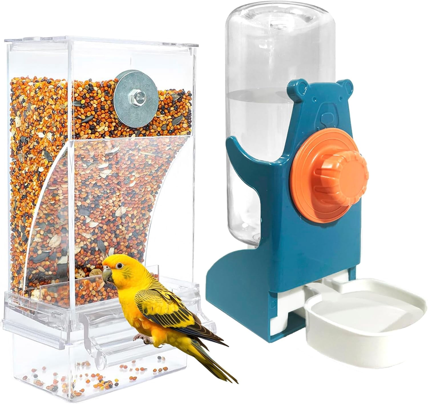 No Mess Bird Feeders with Water Dispenser Automatic Transparent Acrylic ...