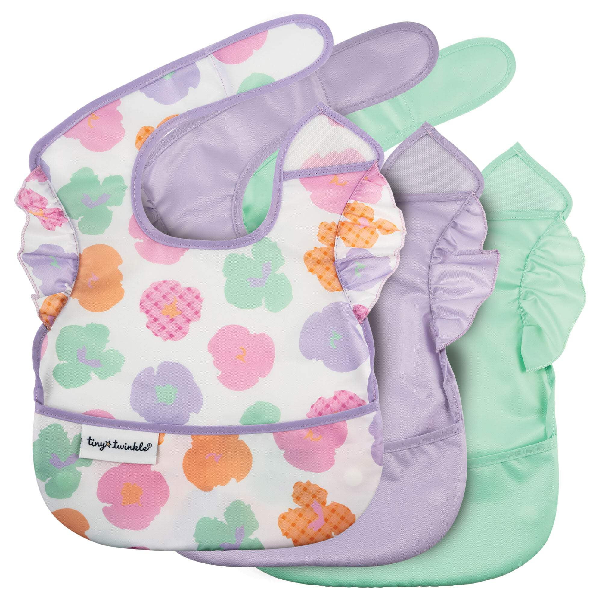 Tiny Twinkle Mess-Proof Easy Waterproof Food Bibs Multi-Pack Sets ...