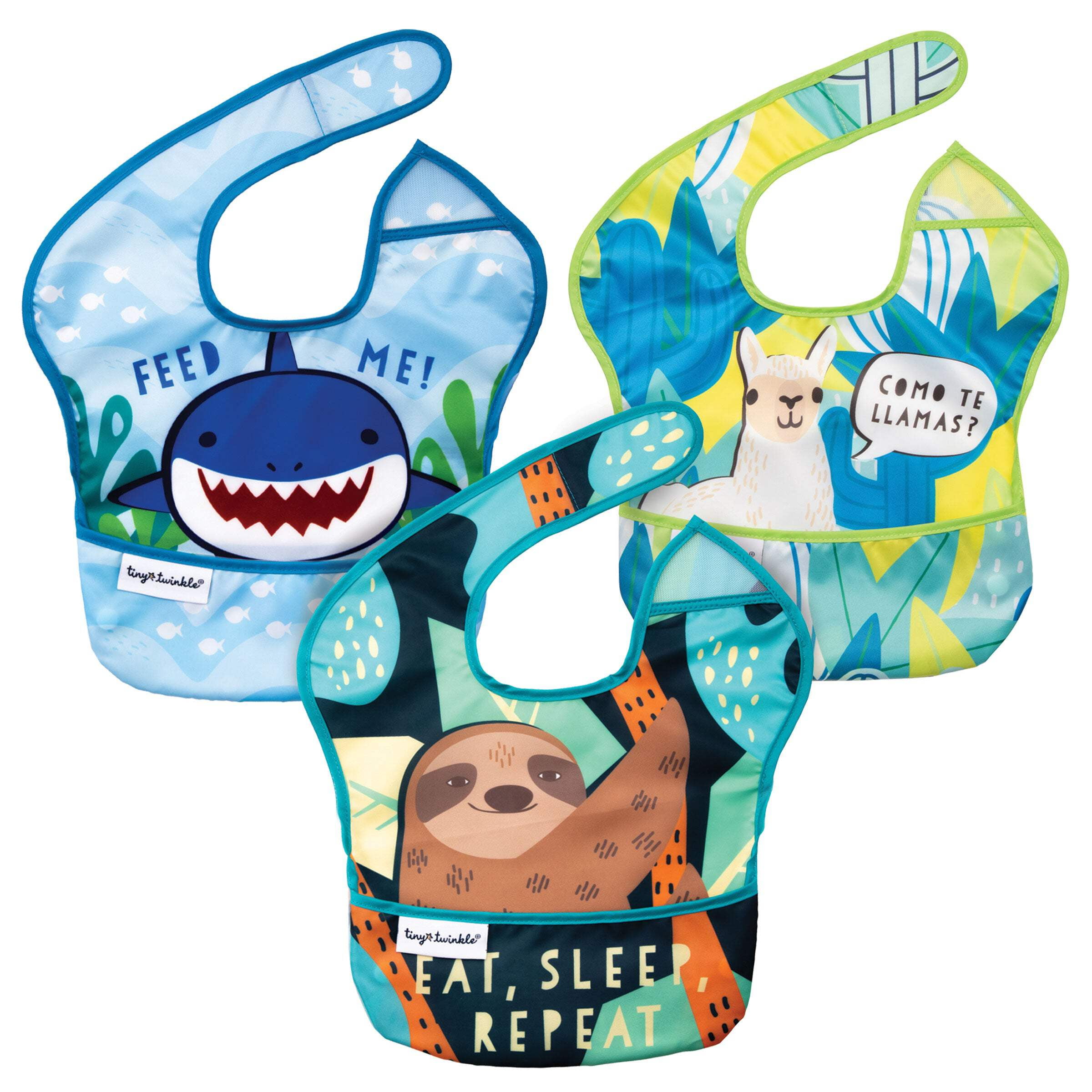 Mess-Proof Easy Waterproof Food Bibs Multi-Pack Sets | Baby Toddler ...