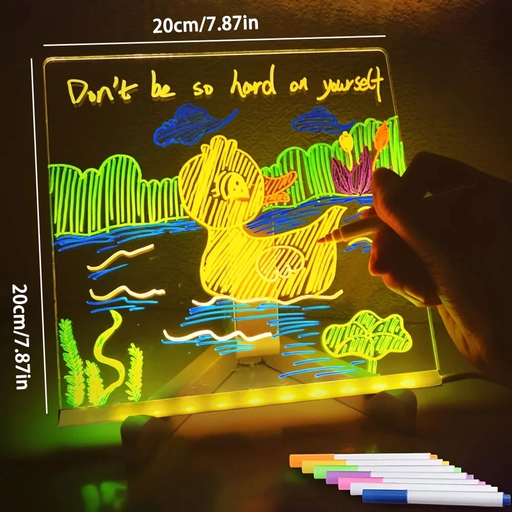Message Board LED Light Up Acrylic Erasable Children's Painting Drawing ...
